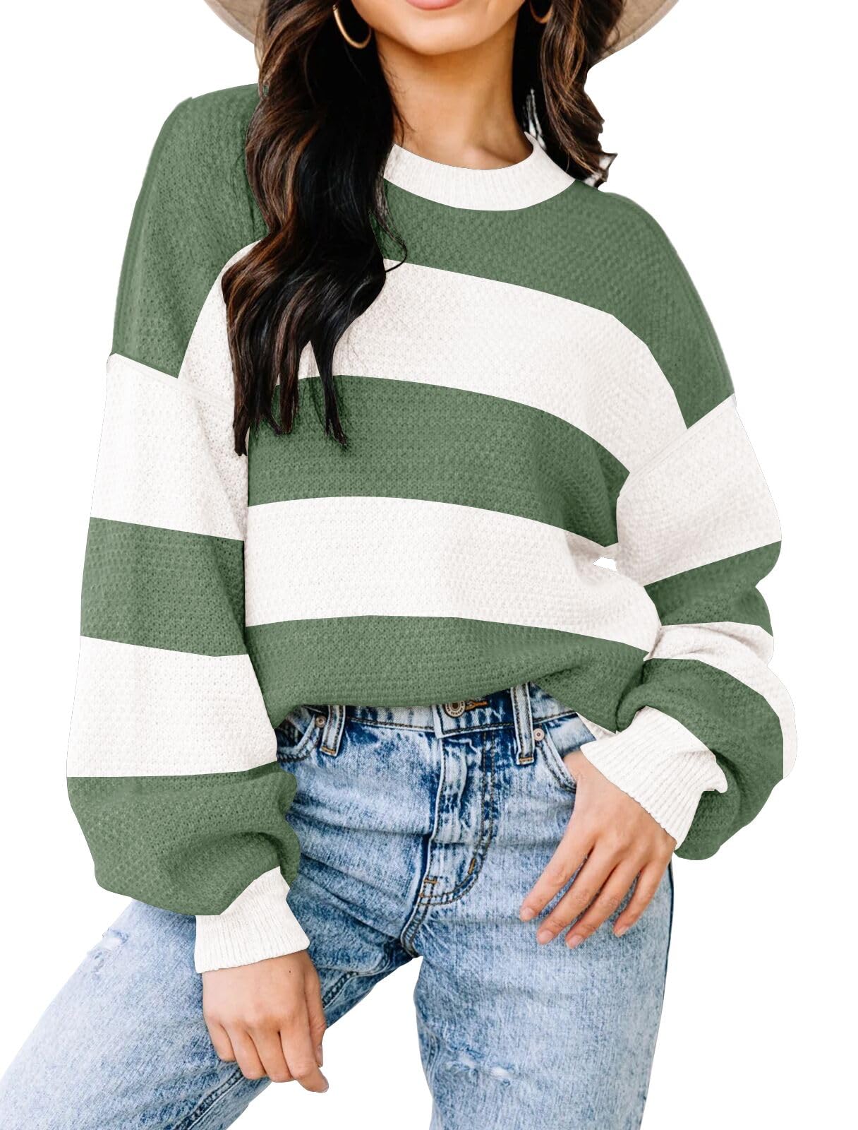 Snapklik.com : Fall Sweaters For Women 2023 Long Sleeve Color Block ...
