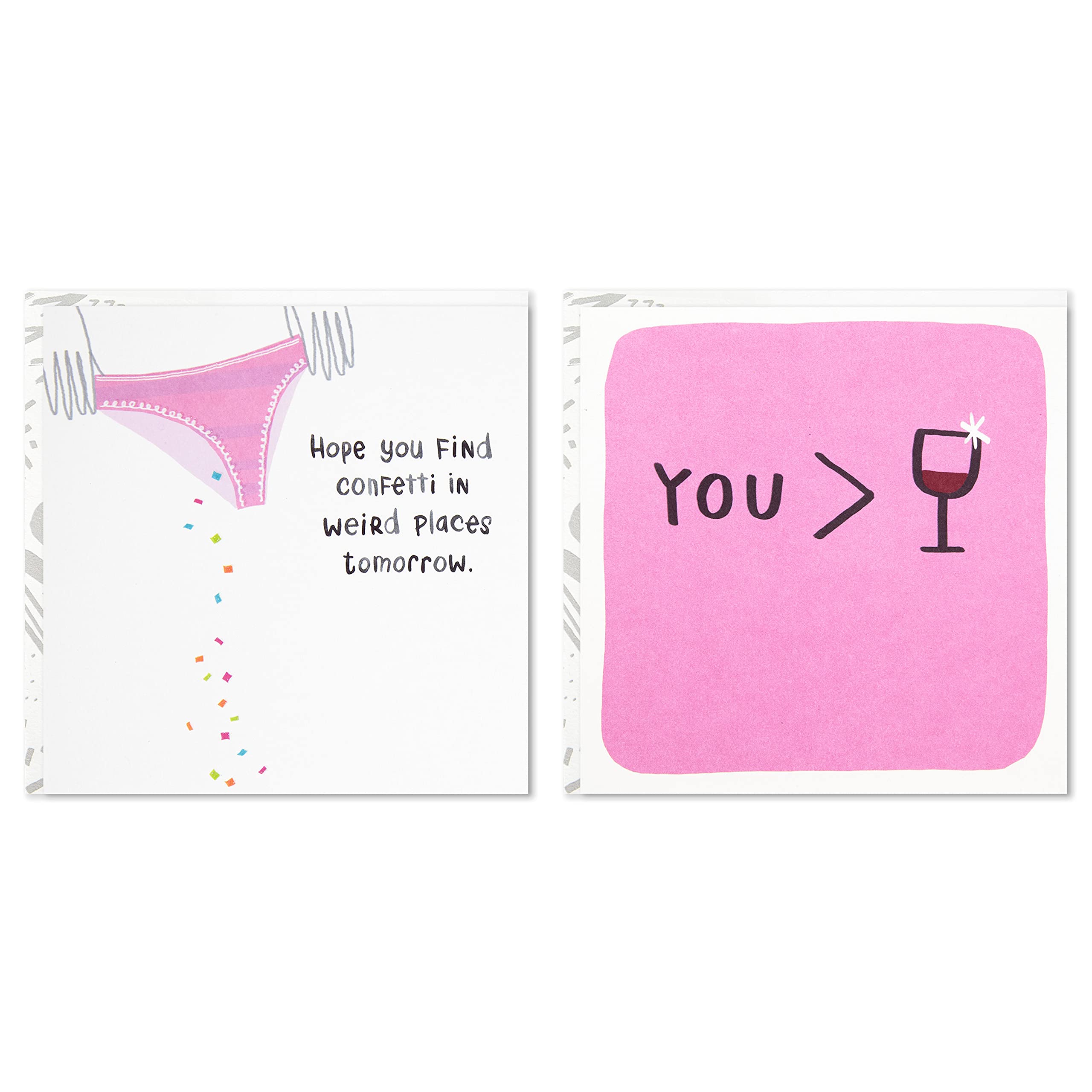 Hallmark Good Mail Pack of 2 Birthday Cards for Women (Wine and Confetti)