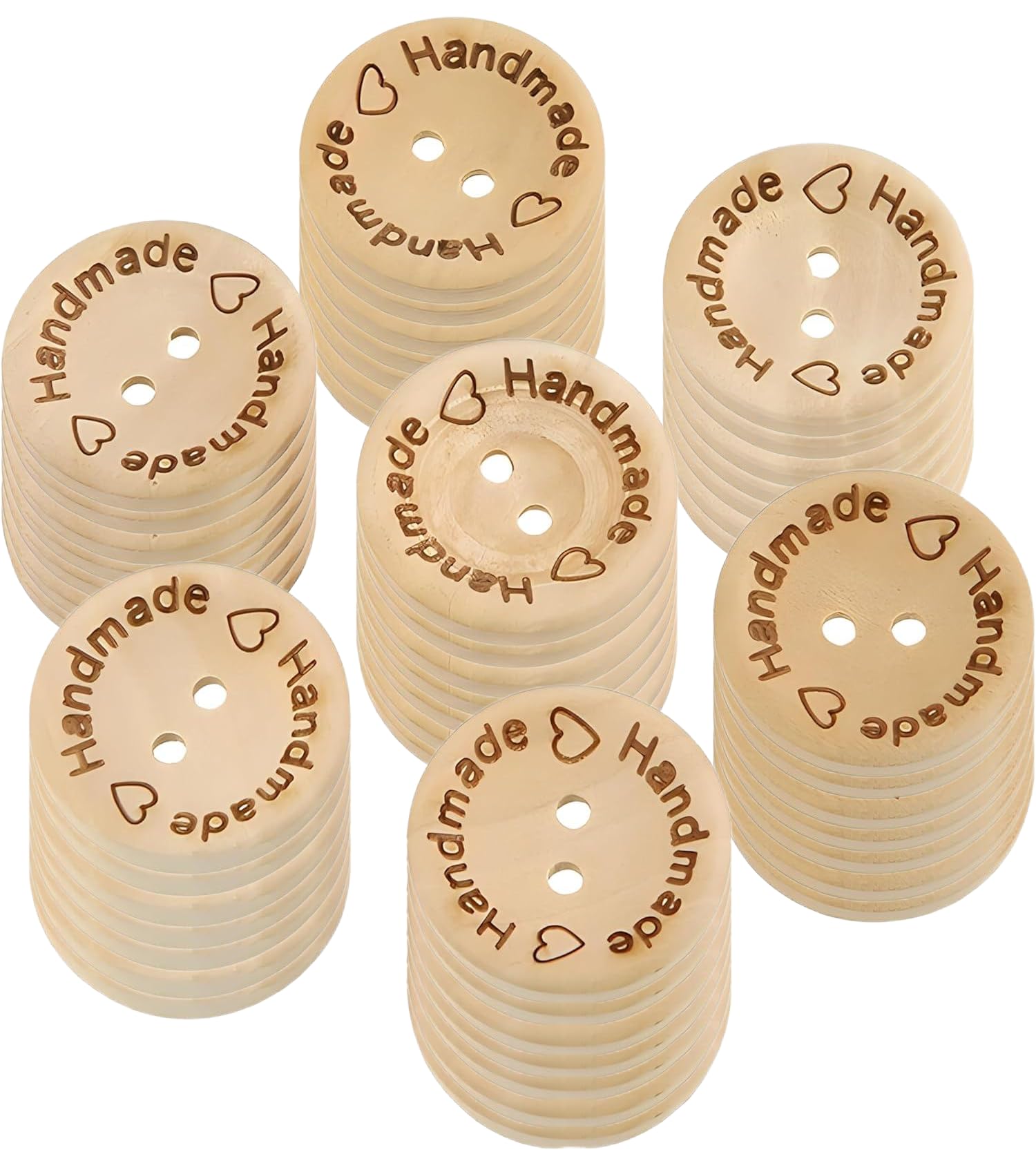 Amazon.com: 50pcs Wooden Handmade Buttons, Crafts Assorted Buttons ...