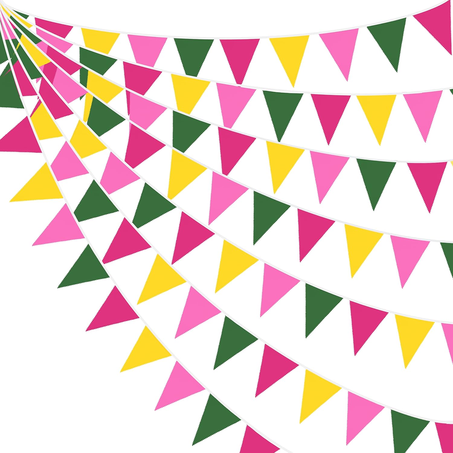 Amazon.com: 32Ft Hot Pink Green Yellow Pennant Banner Fabric Triangle ...