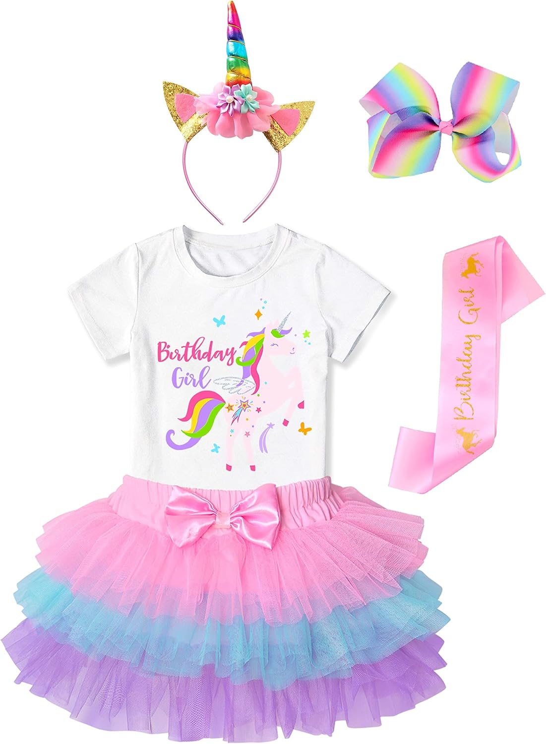 Amazon.com: Doctor Unicorn Birthday Girls Outfit Set Tutu Skirt Dress ...
