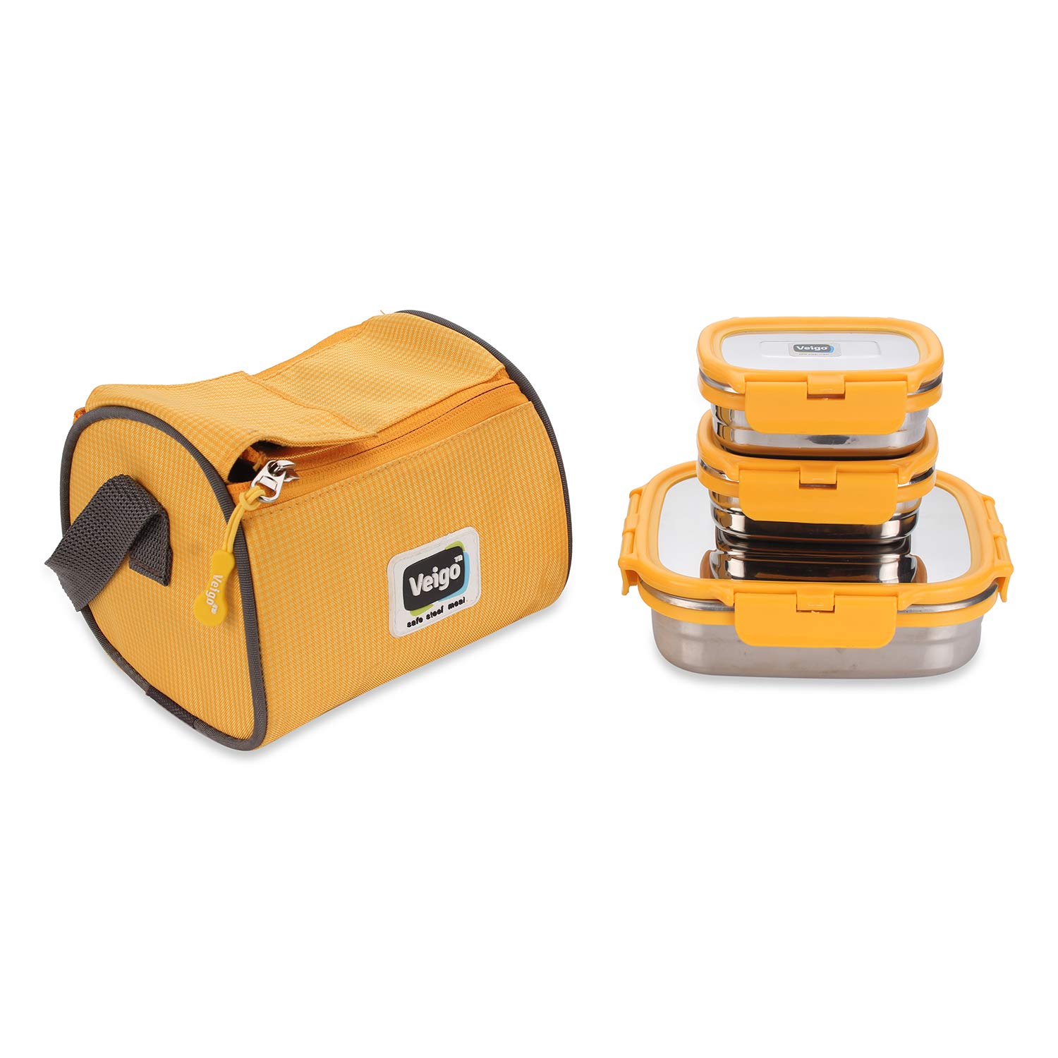 Buy Veigo Lock & Still Lunch Box with 2 Small Compartment & Bag ...