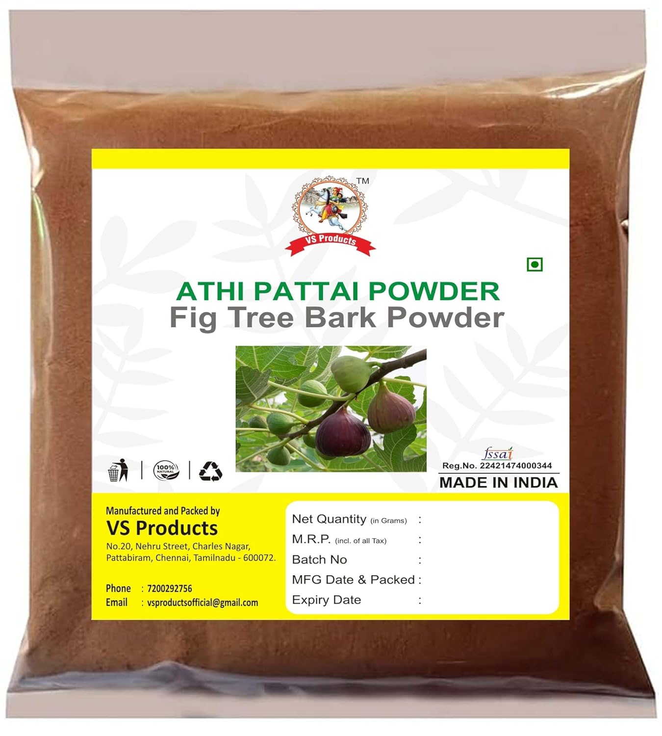 Buy VS Products Athi Pattai Powder 500g, Fig Tree Bark Powder, Ficus ...