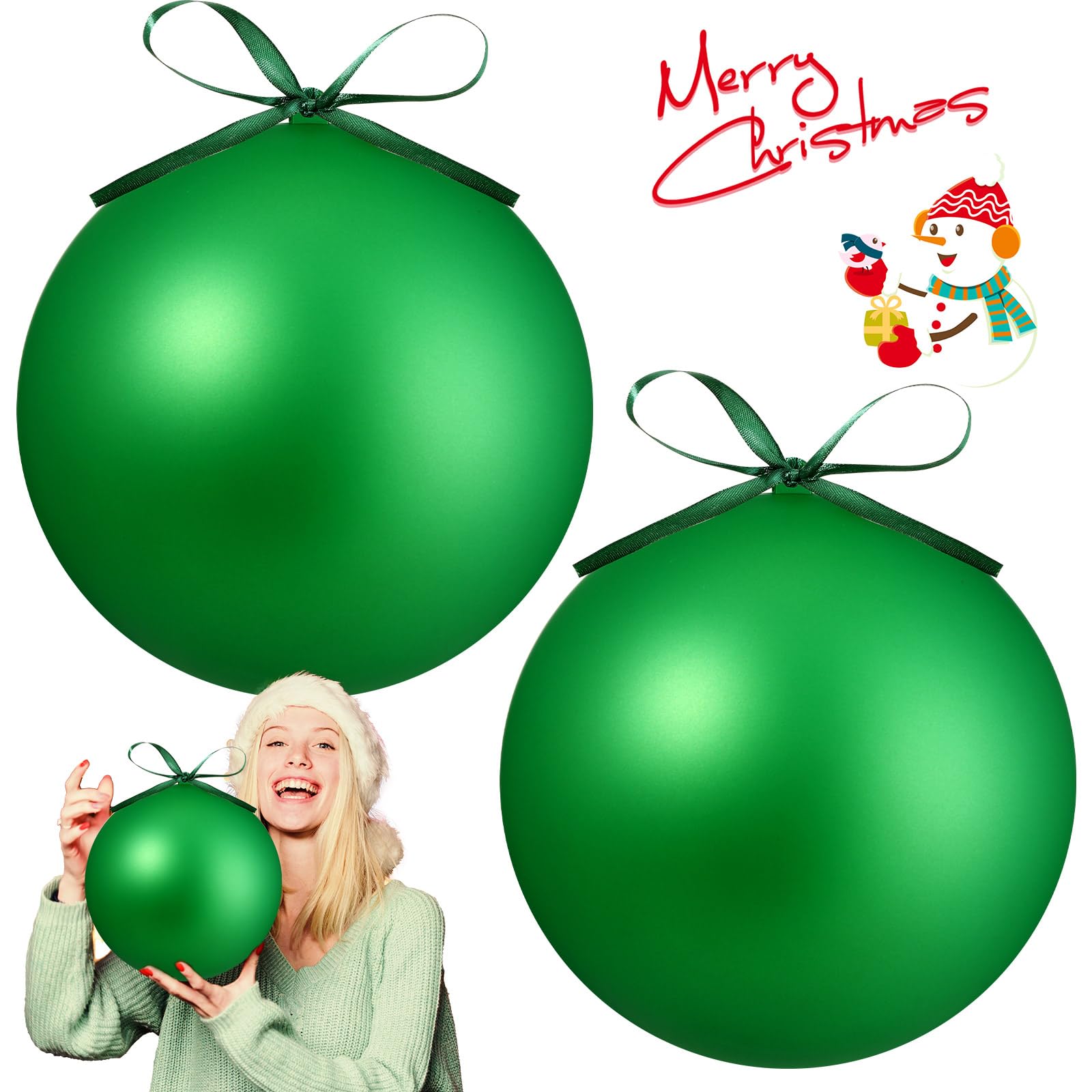 Amazon.com: 2 Pcs 8" Extra Large Size Christmas Hanging Ball Ornaments ...