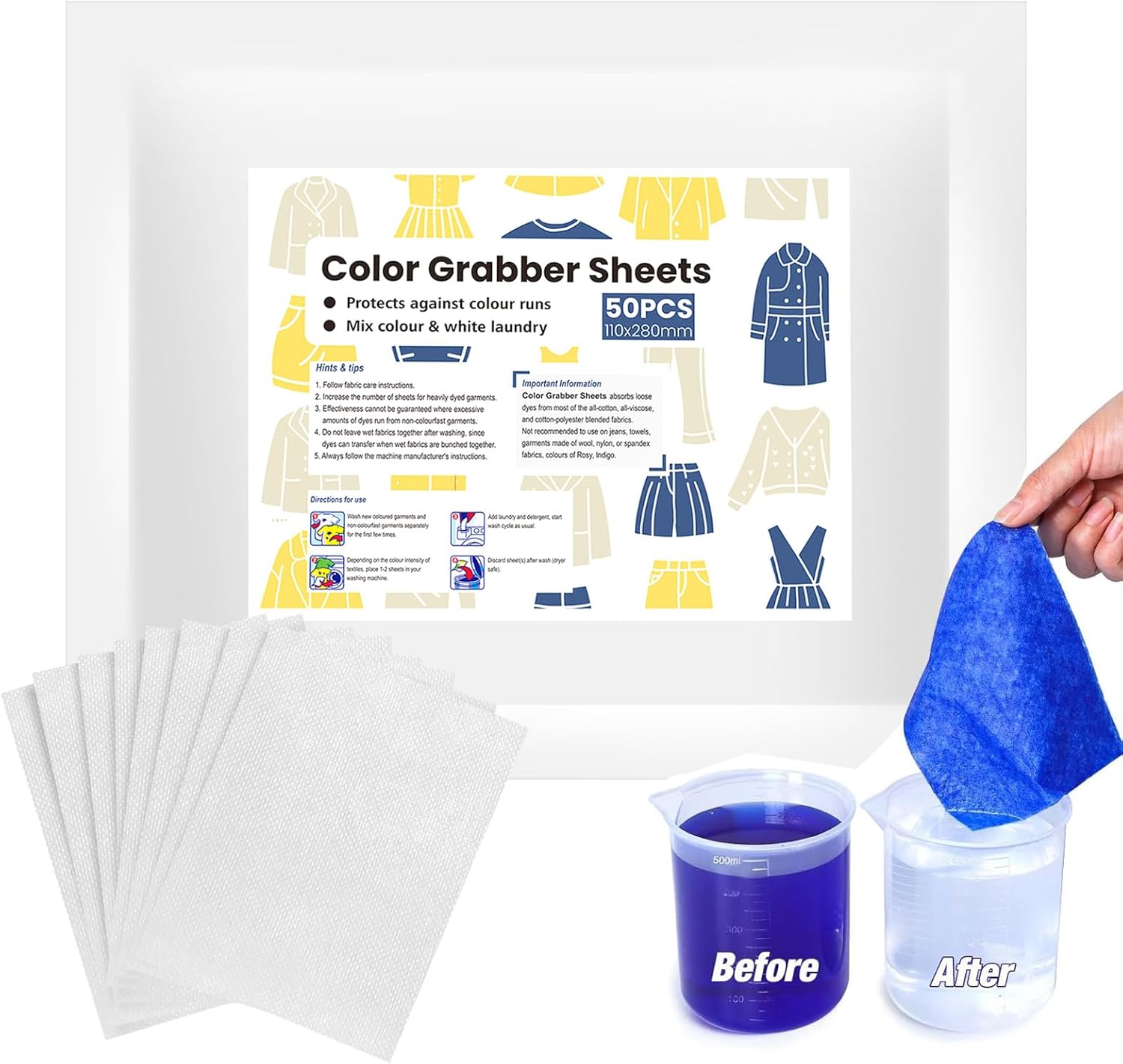 Color Catchers for Laundry Color Absorber Laundry Sheets Color Dye ...