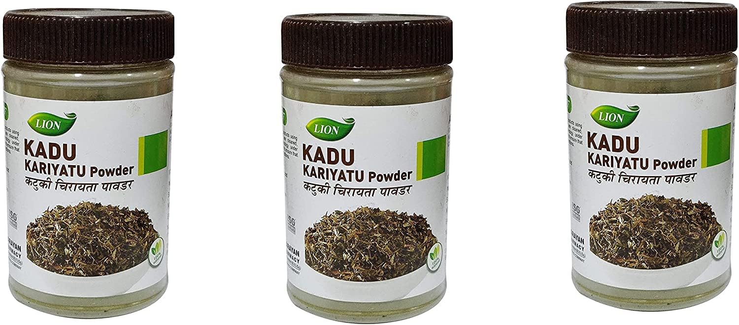 Amazon.com: (Pack of 3) Lion Ayurveda Kadu Kariyatu (Powder) (80gm Each ...