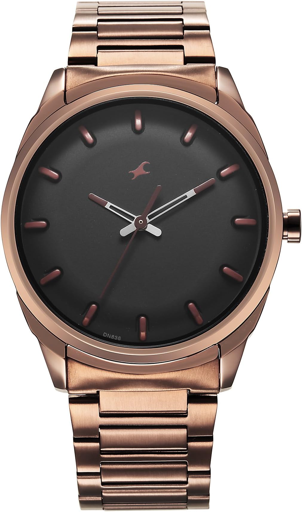 Buy Fastrack Metallica Quartz Analog Black Dial Brown Stainless Steel ...