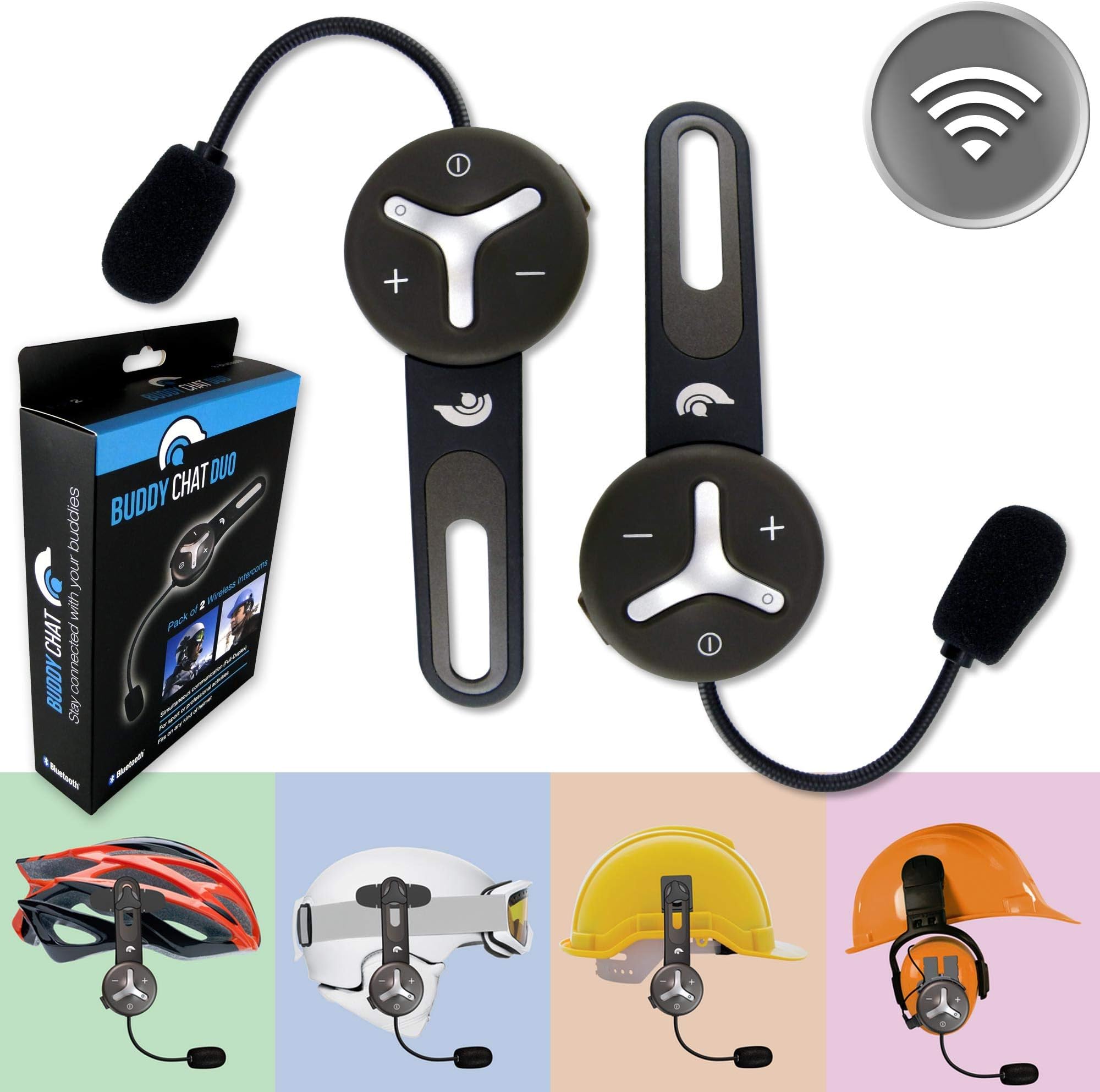 BuddyChat Duo (Set of 2) Bluetooth Bicycle Sports Ski Work Intercom ...