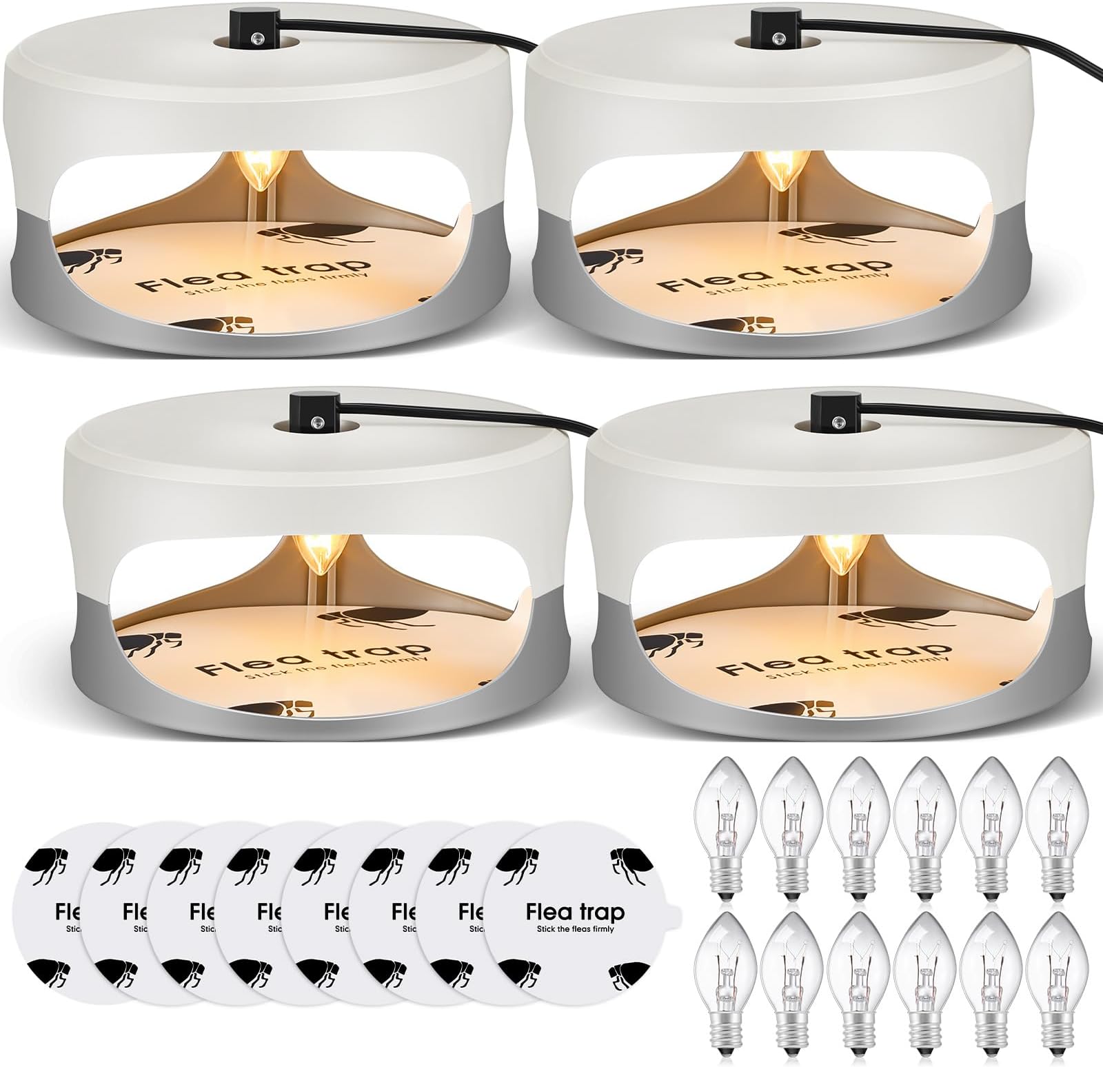 Amazon.com : Flea Trap 2 Pack Flea Light Trap Indoor with 8 Glue Discs ...