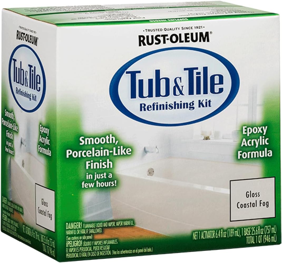Rust-Oleum 384166 Kit de reacabado de tina y azulejos, 2 piezas, niebla ...