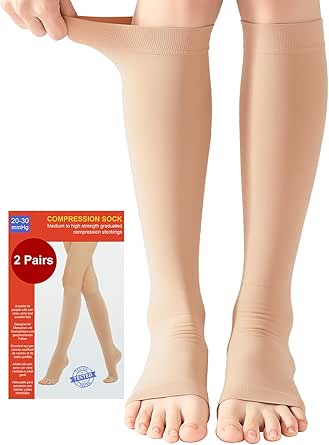 2 Paar Medische Compressiekousen Dames & Herren 20-30 mmHg, Klasse 2 ...