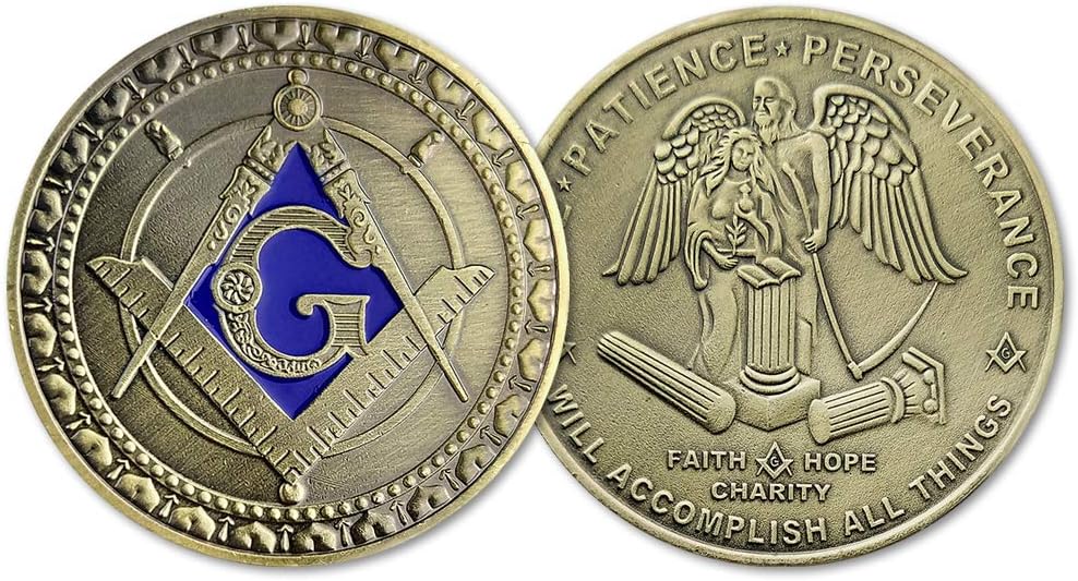 Amazon.com: Freemason Masonic Angel Coin - Compass & Square Freemasonry ...