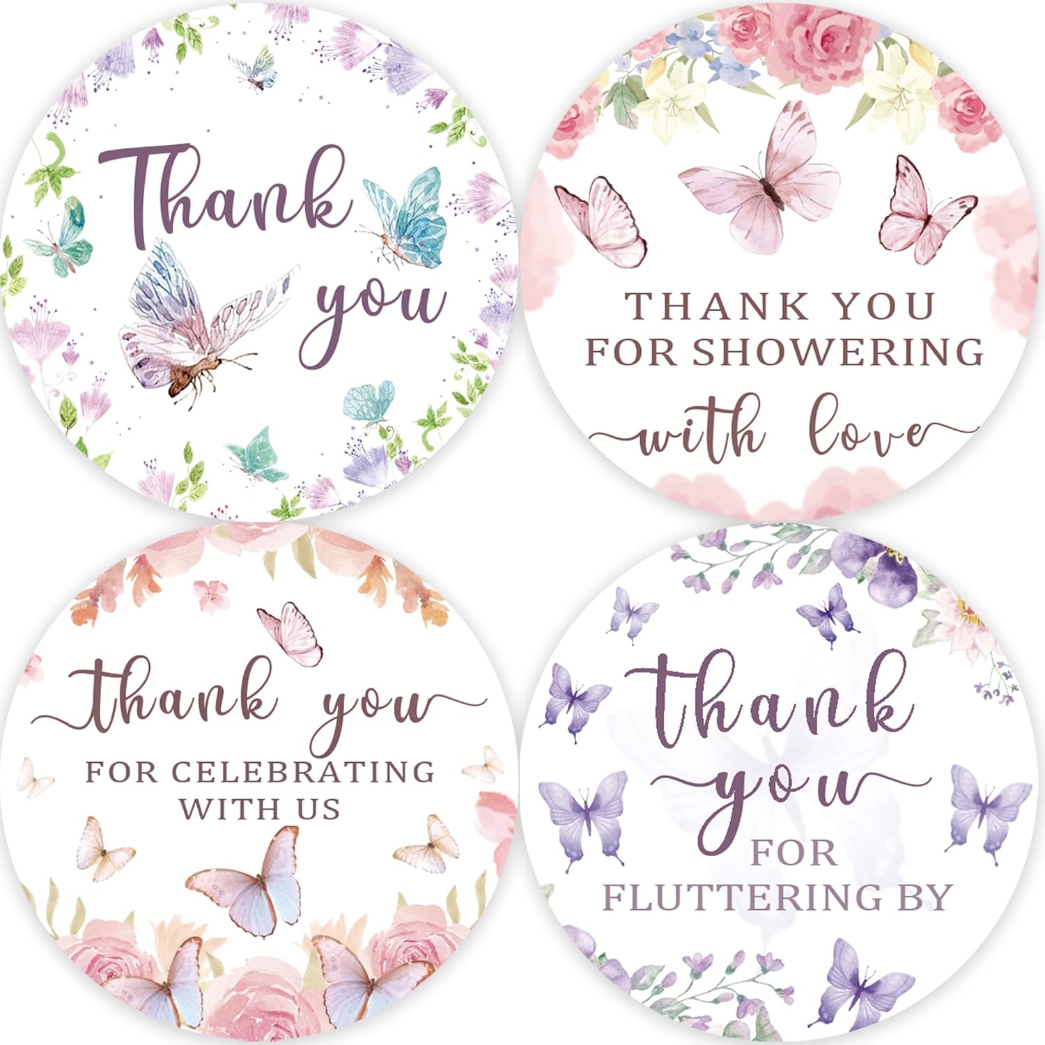 Amazon.com : 80 Butterfly Thank You Stickers, Thank You for Fluttering ...