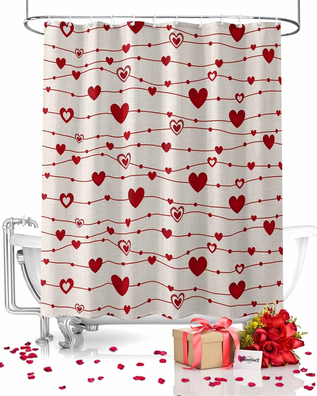 Amazon.com: ZFUNCING Shower Curtain for Bathroom Happy Valentine's Day ...