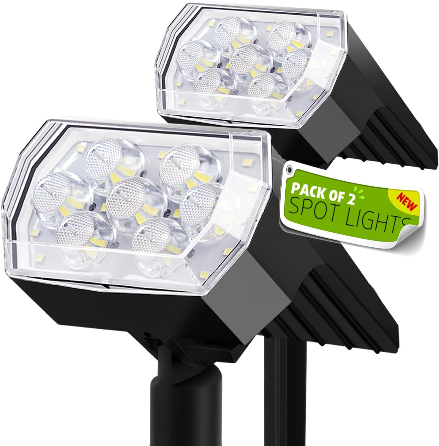 Cbiumpro 2-Pack Solar Spot Lights Outdoor, Adjustable IP65 Waterproof ...