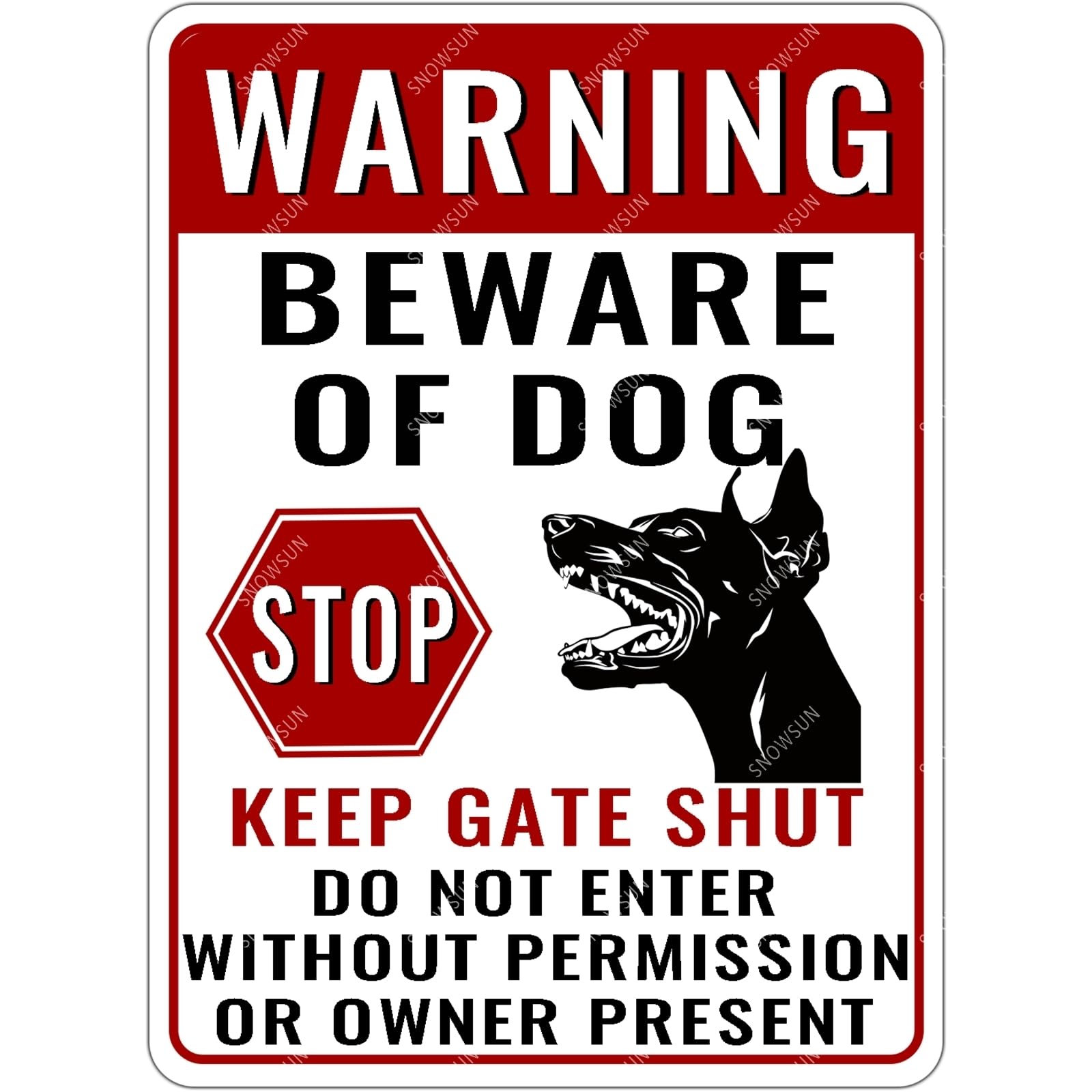 Amazon.com: snowsun Warning Metal Signs Beware of Dog Stop Keep Gate ...