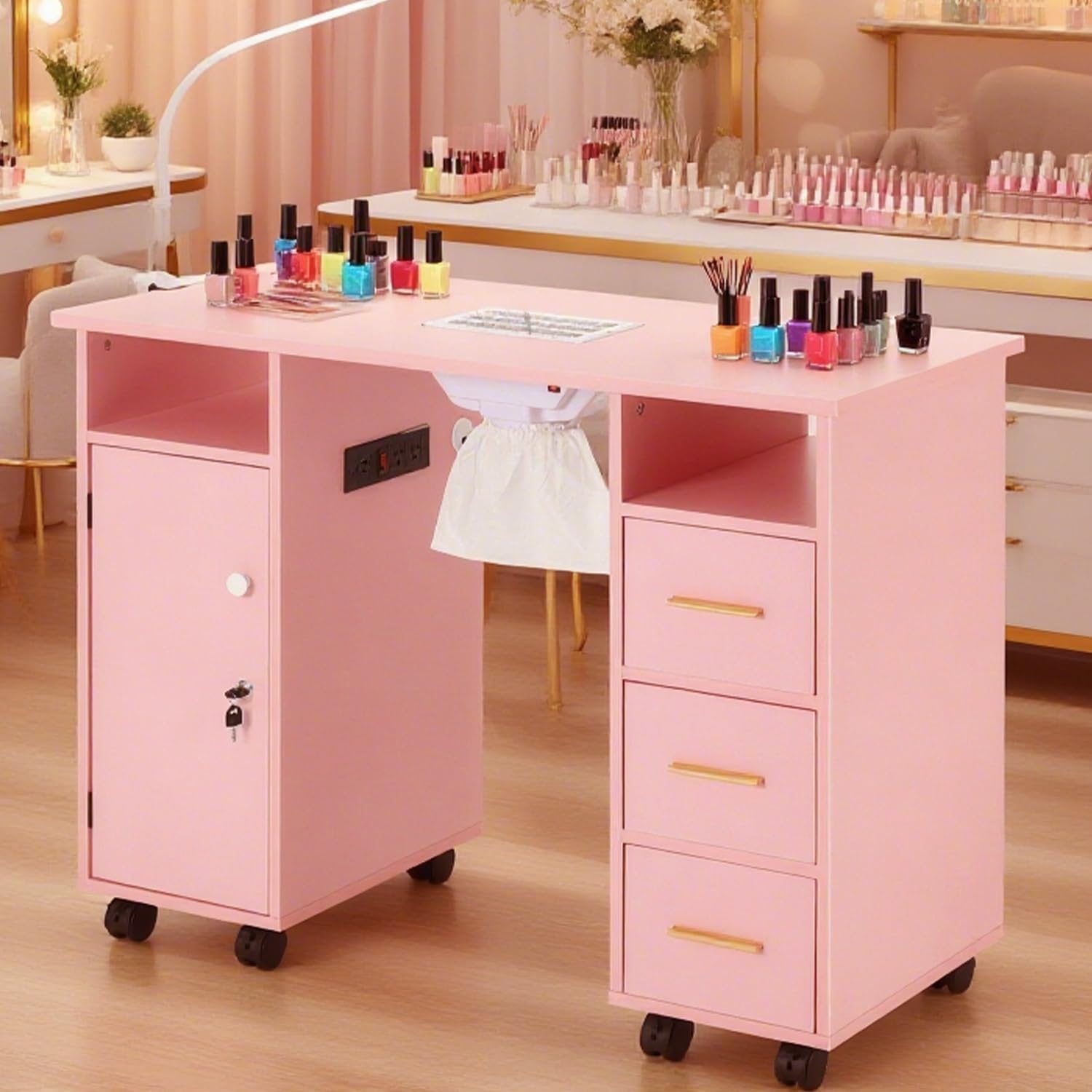 Amazon.com: Manicure Table Nail Station with Dust Collector, Charging ...