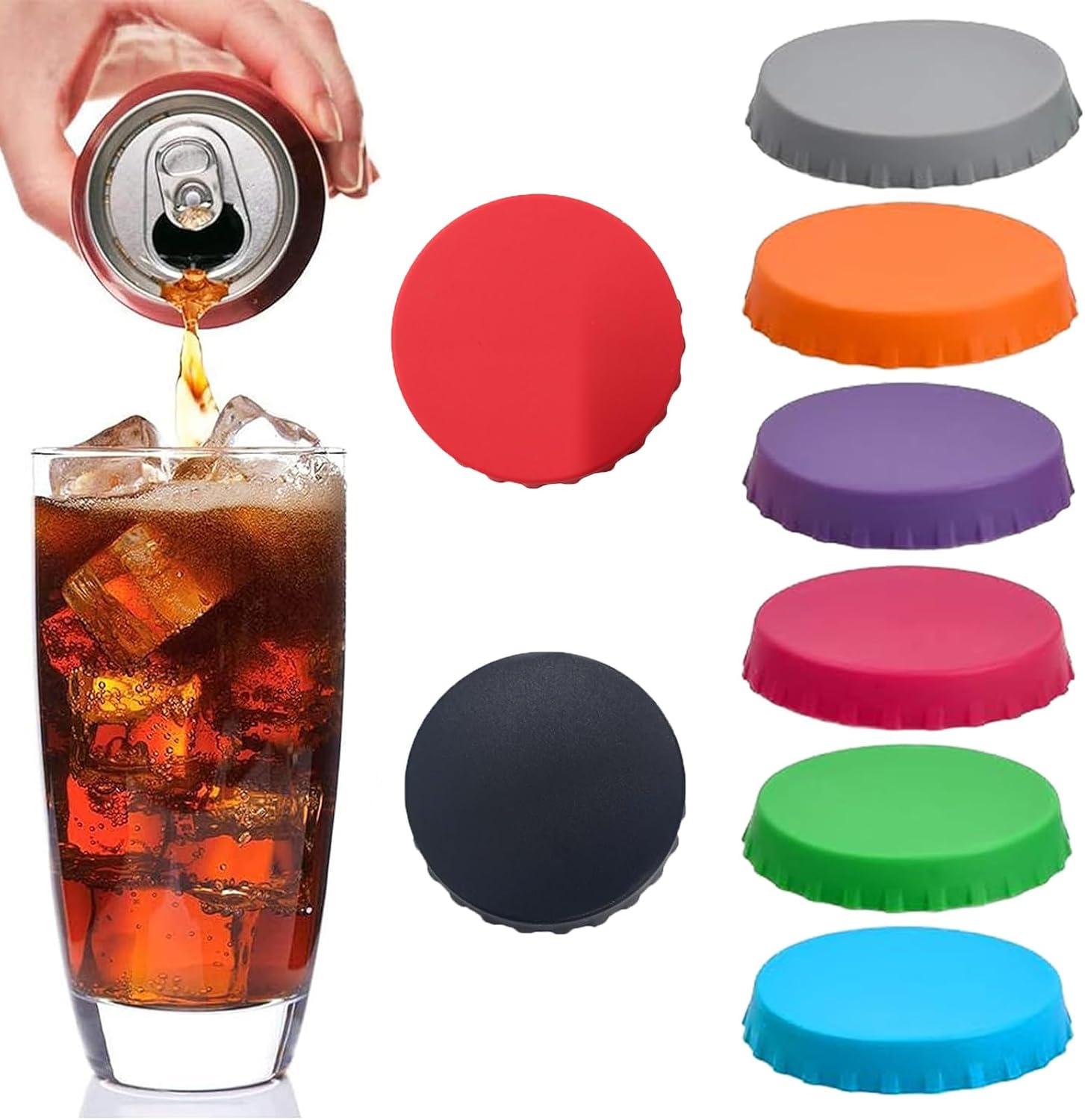 8pcs can lids, Silicone Beverage can lids, Leakproof and dustproof can ...