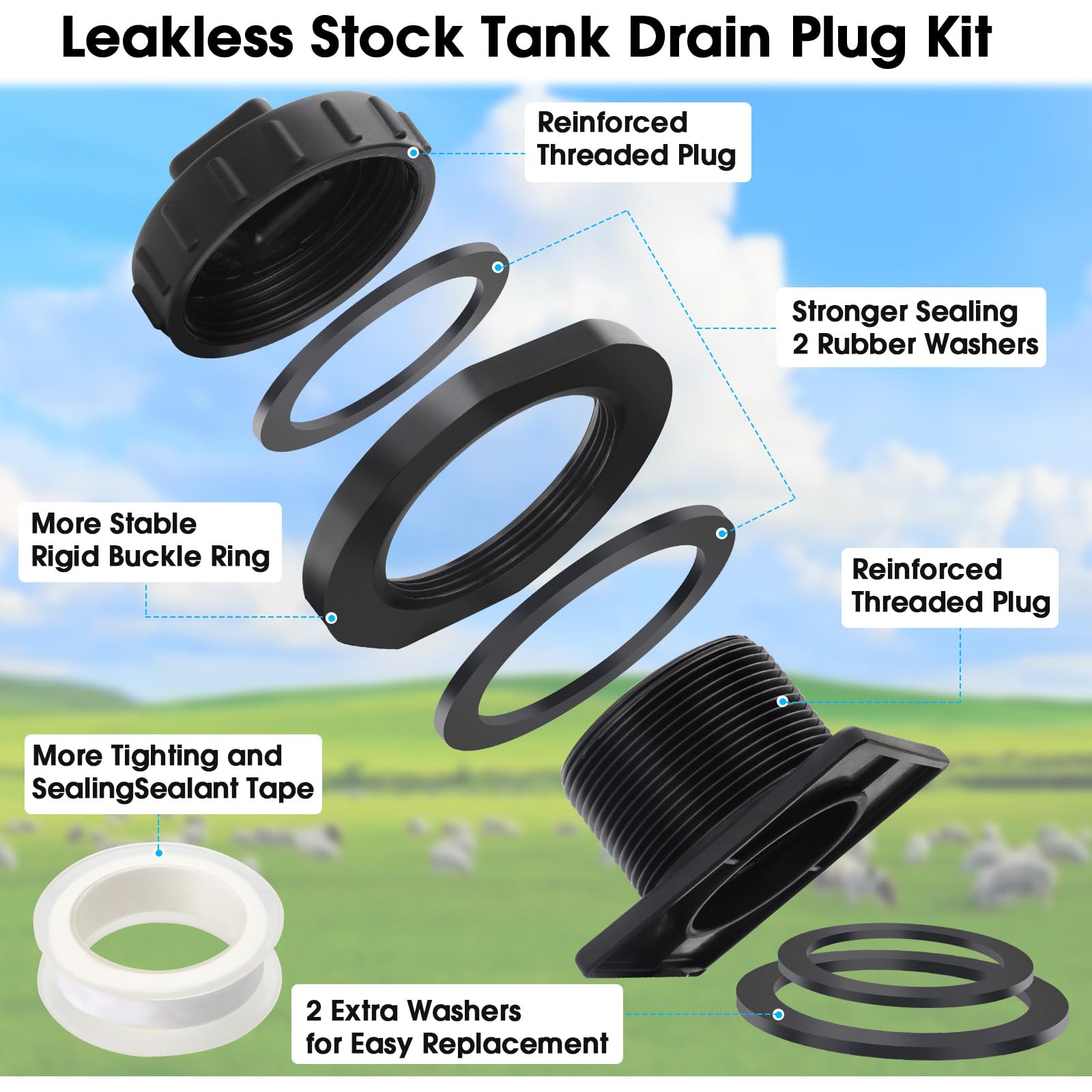 Rubbermaid Water Trough Drain Plug Stock Tank Drain Plug De Icer 1500