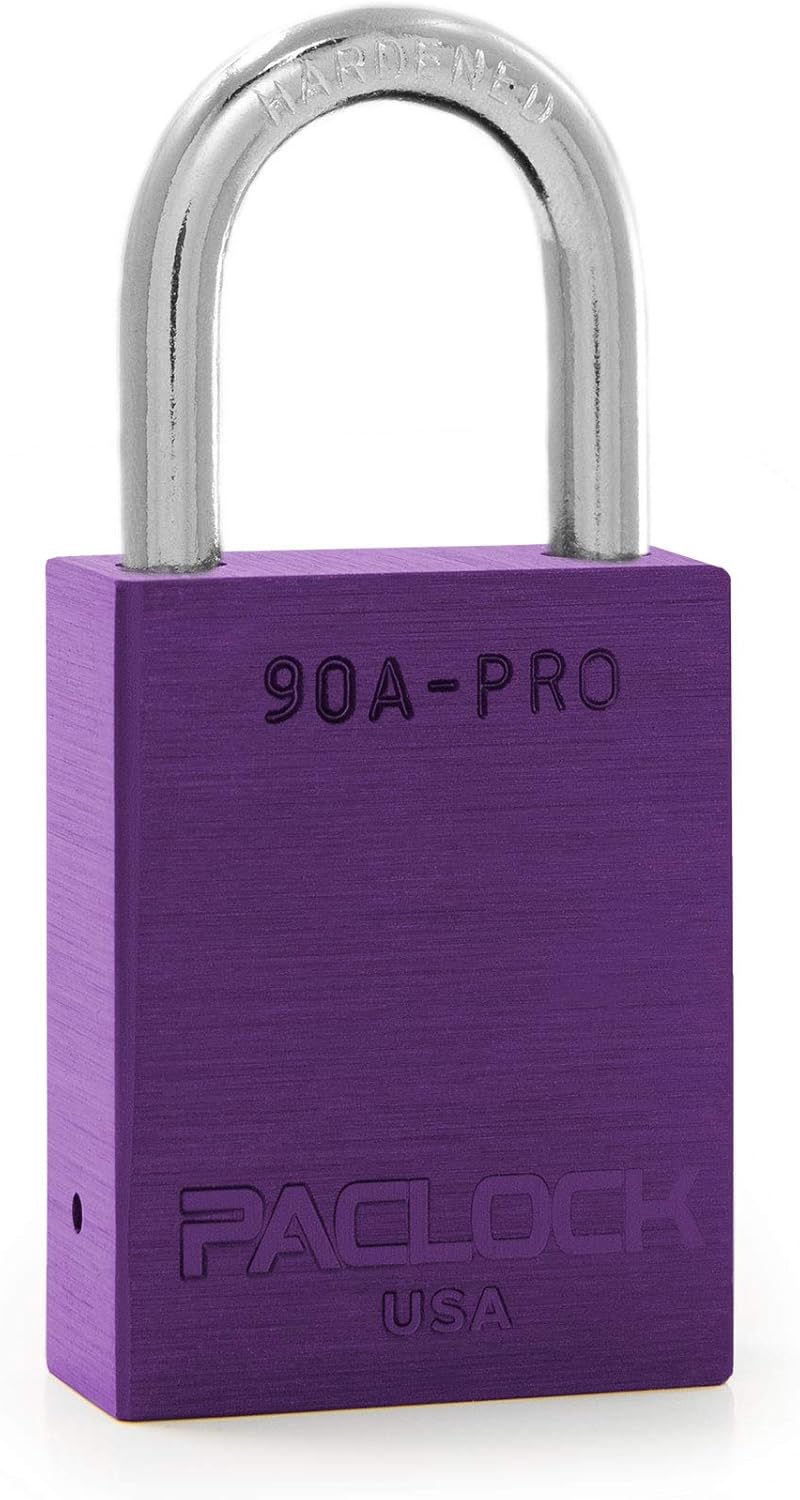 PACLOCK's 90A-PRO Padlock, 1/4" Diameter Hard. Steel Shackle, 1-3/16 ...
