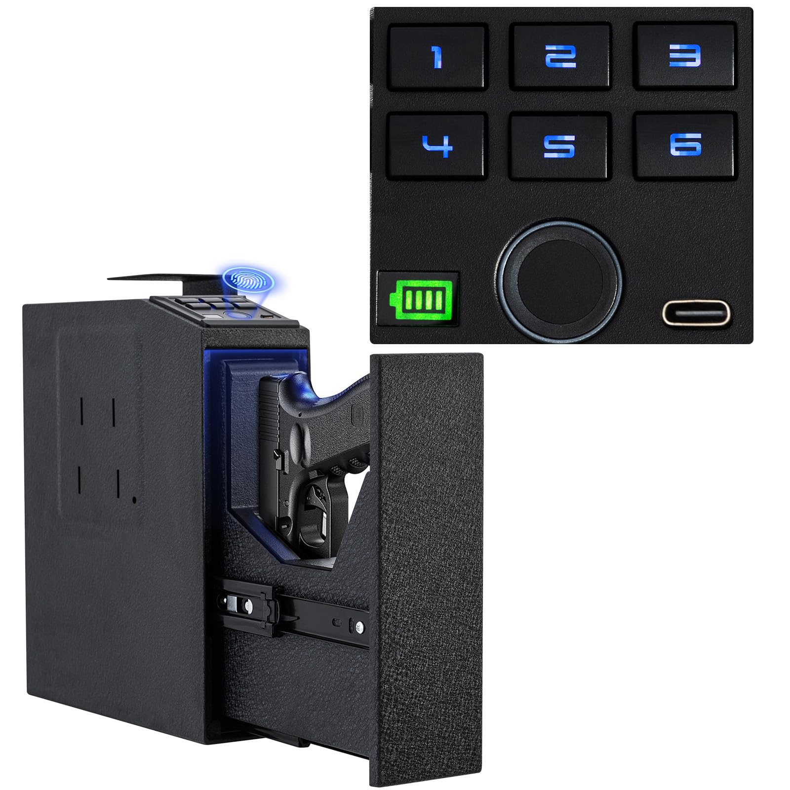 Amazon.com: LMRSTOO Biometric Gun Safe for Handgun,Fingerprint Bedside ...