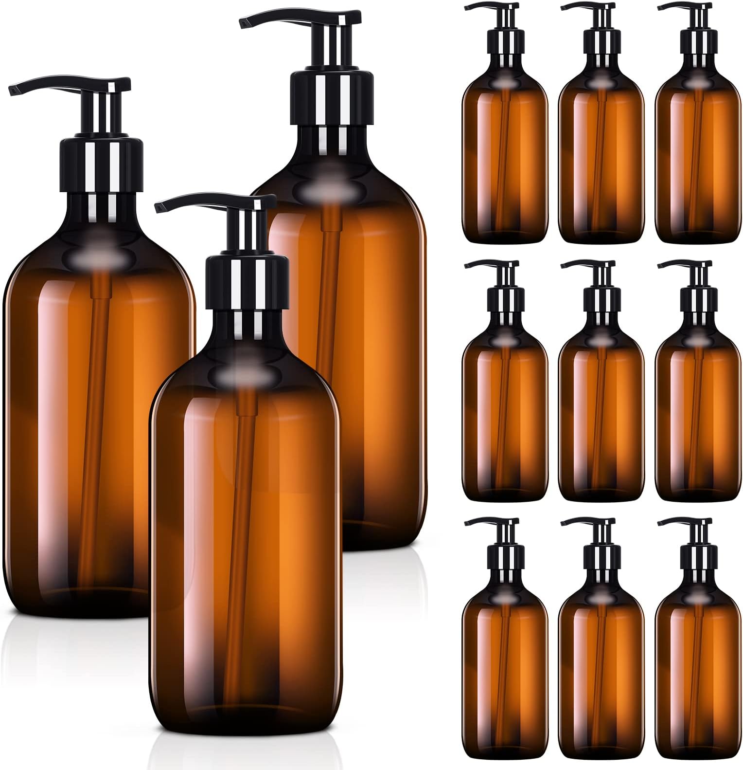 Amazon.com: 12 Pack Amber Soap Dispenser Empty Plastic Pump Bottles ...