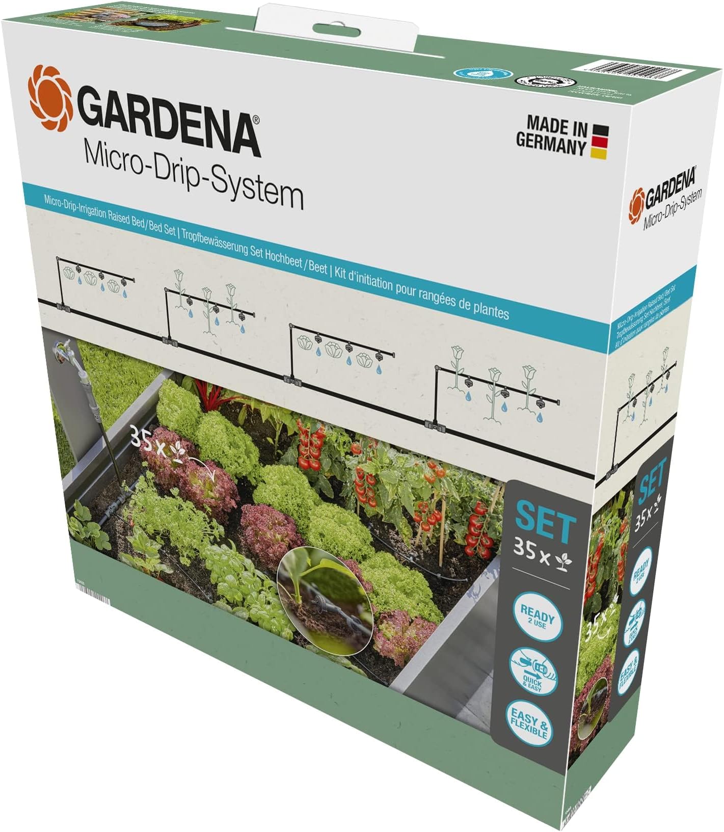 Gardena Micro-Drip-System Tropfbewässerung Set Hochbeet/Beet (35 ...