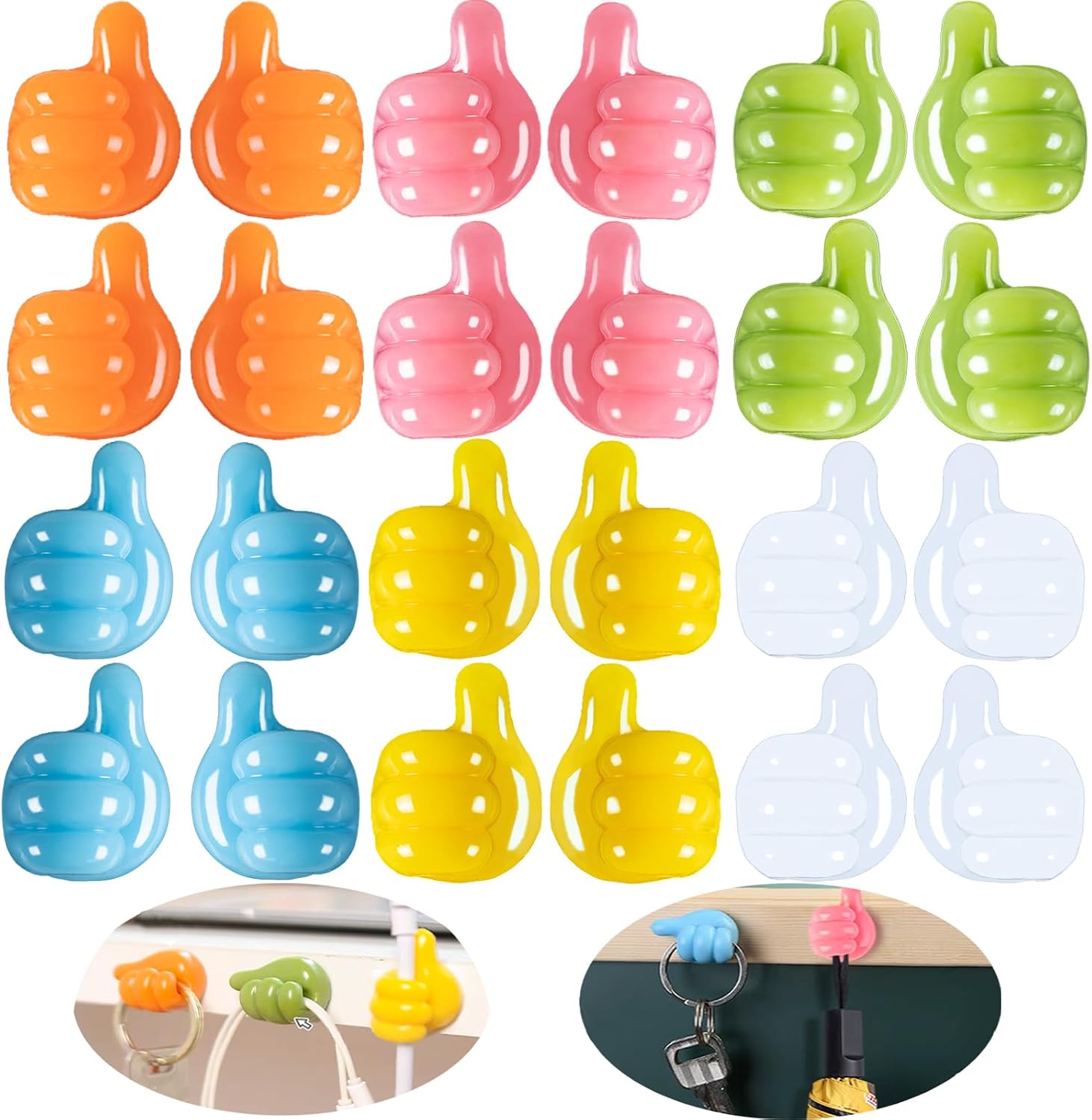 Amazon.com: Dupiulk 24 Pcs Silicone Thumb Wall Hooks, Self Adhesive ...