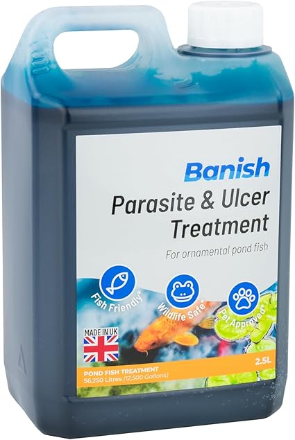 Pisces Banish Parasite Ulcer & Whitespot Pond Fish Treatment 2.5L Koi ...
