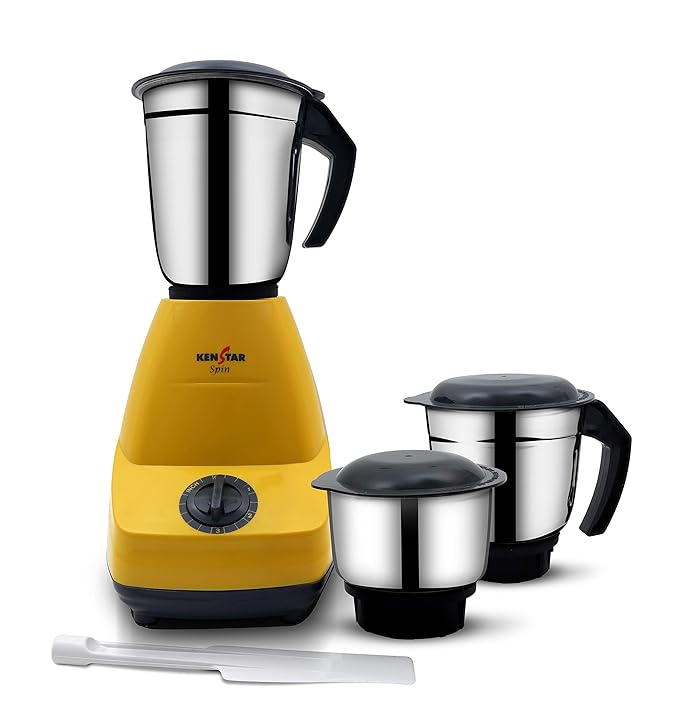 Buy Kenstar KMSPI50Y3S-DES 500W Mixer Grinder, Grey, Yellow Online at Low Prices in India ...