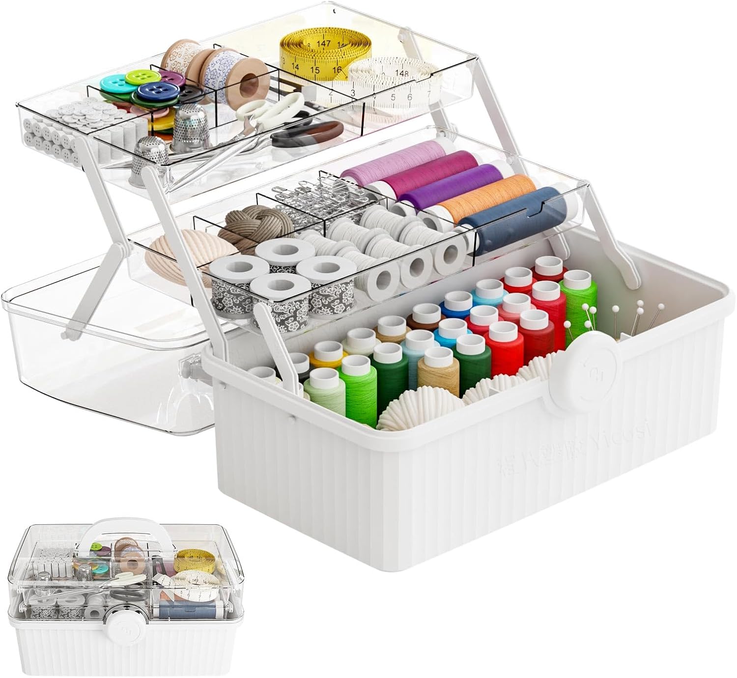 Amazon.com: SuoXing 3-Layer Plastic Craft Box and Art Supply With ...