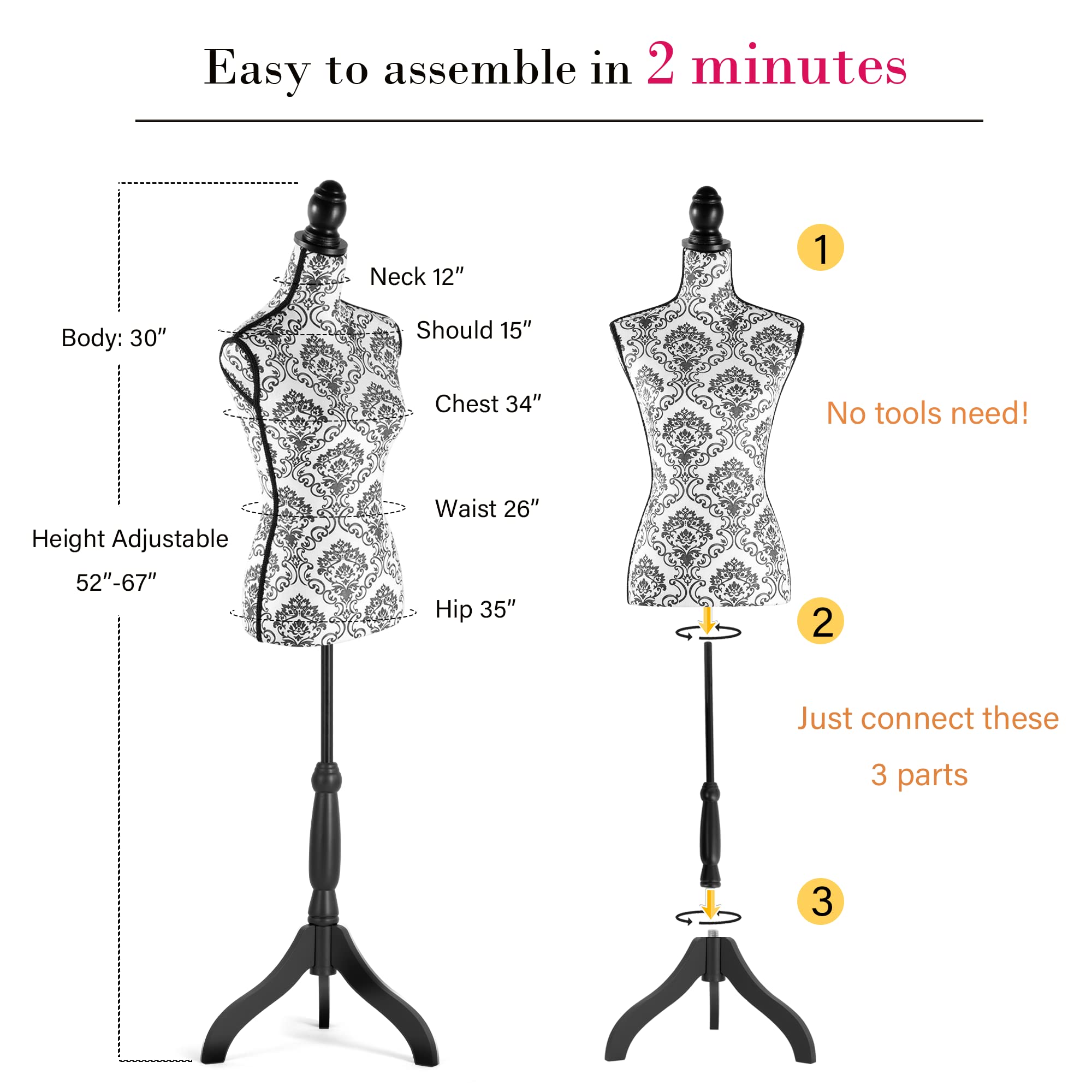 HOMBOUR Female Mannequin Torso Dress Form, Sewing Mannequin Body ...