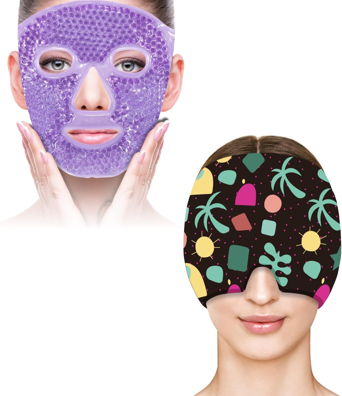 Amazon.com: ZNÖCUETÖD Bundle of Gel Beads Ice Face Mask for Headaches ...