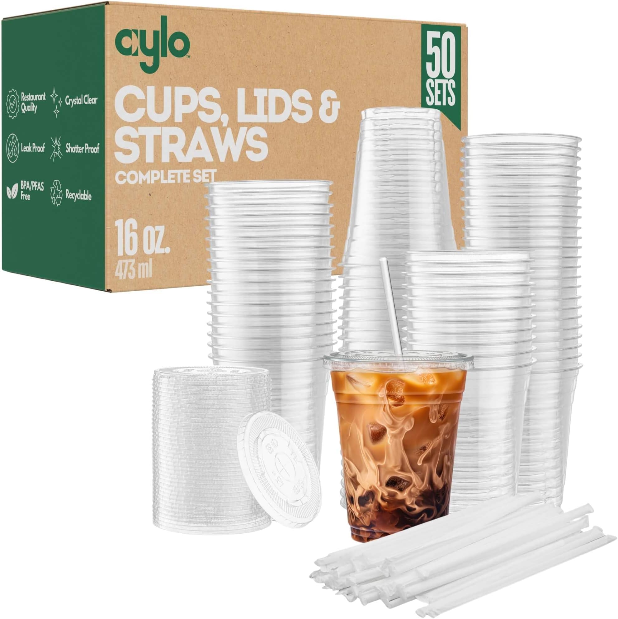Amazon.com: YEEHAW 16 oz. - 100 Pack Clear Plastic Cups With Lids ...