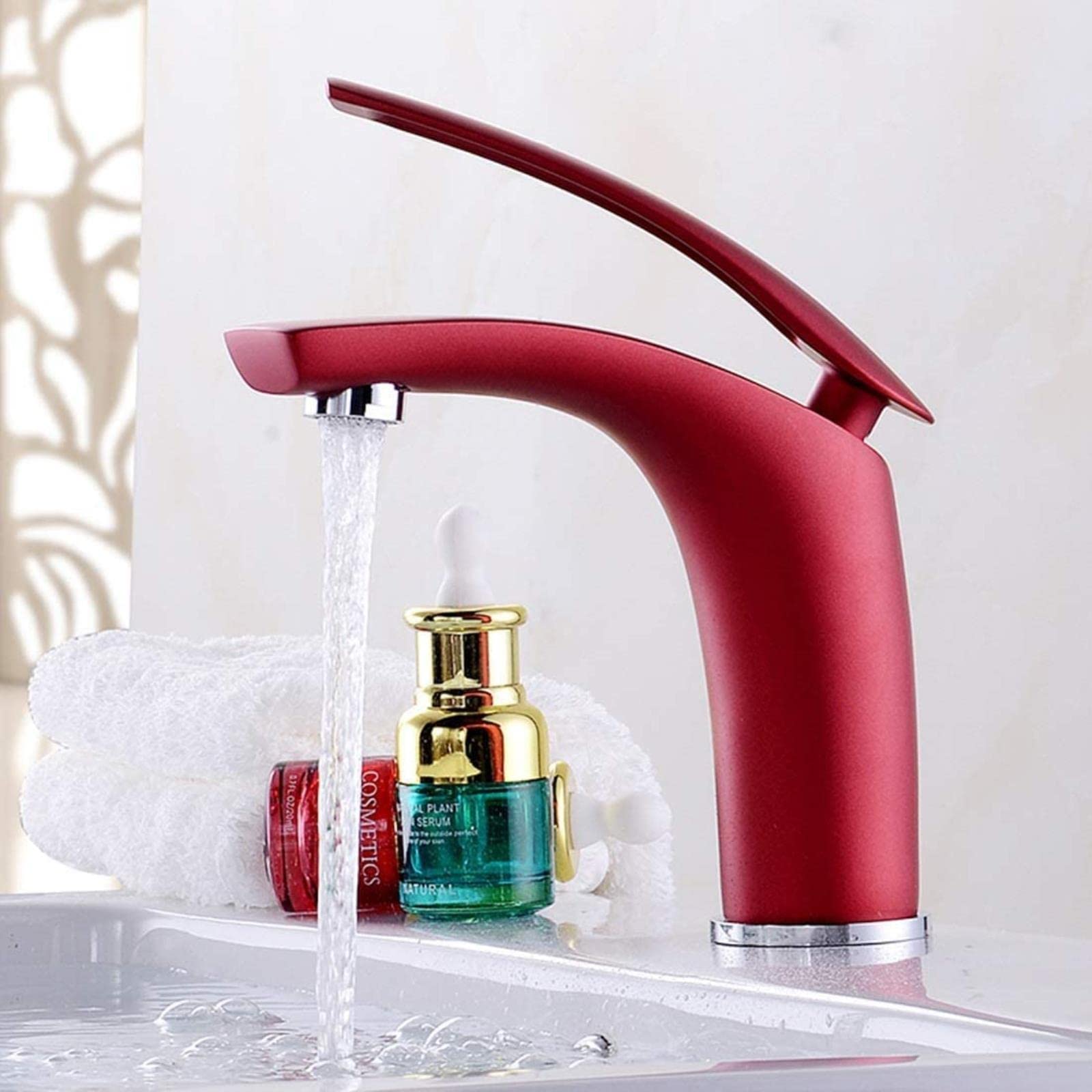 Contemporary Centerset Red Bathroom Sink Faucet Centerset Bathroom