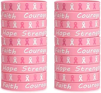 Breast Cancer Awareness Silicone Bracelets Set Courage Stretch ...