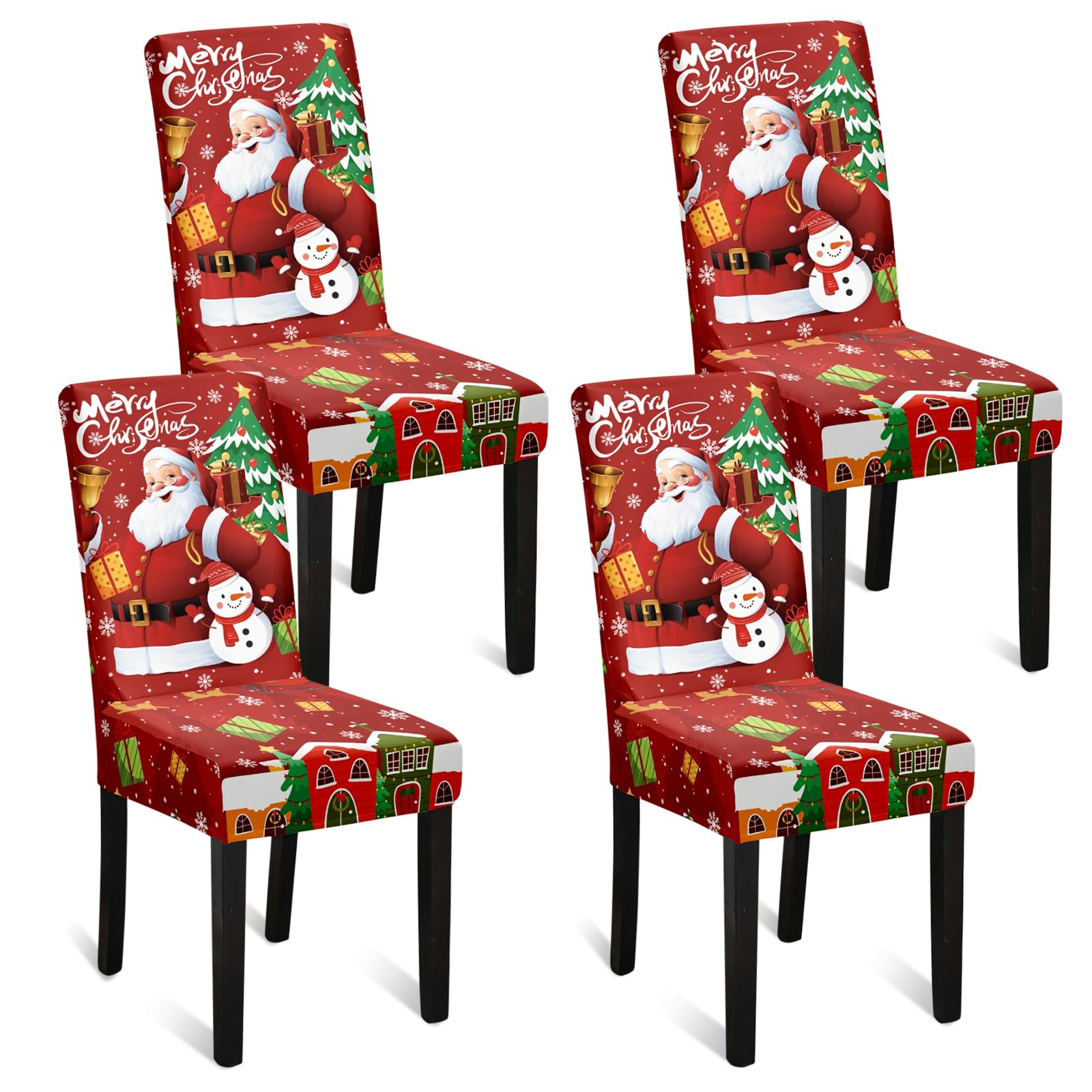 Amazon.com: U'Artlines Christmas Chair Covers Set of 4, Removable ...