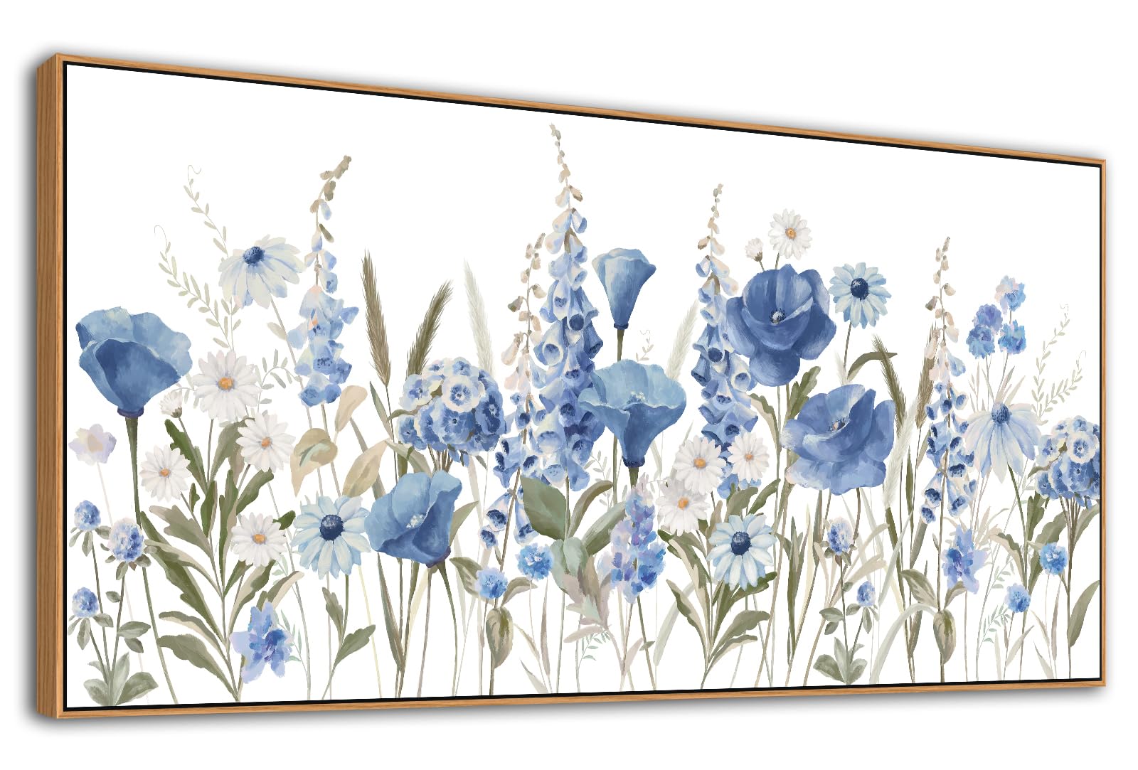 Amazon.com: arteWOODS Elegant Flowers Framed Wall Art - Blue White ...