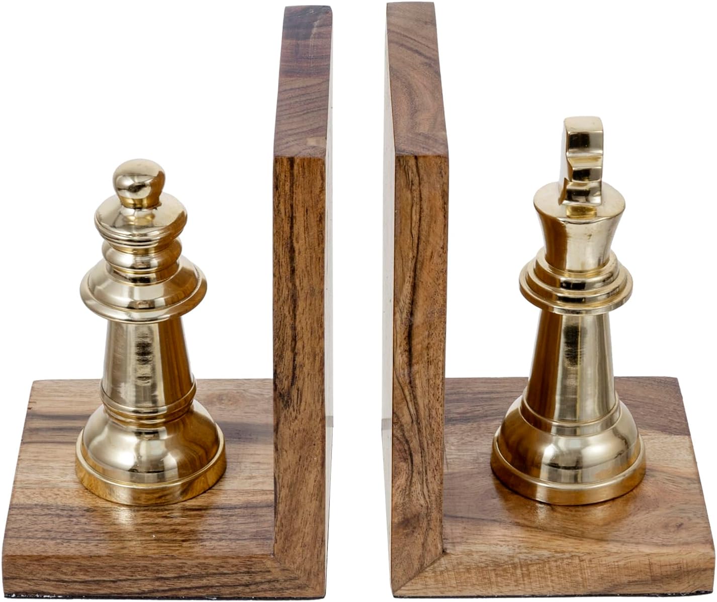 Amazon.com: MyGift Decorative Chess Bookends Heavy Duty Mango Wood and ...