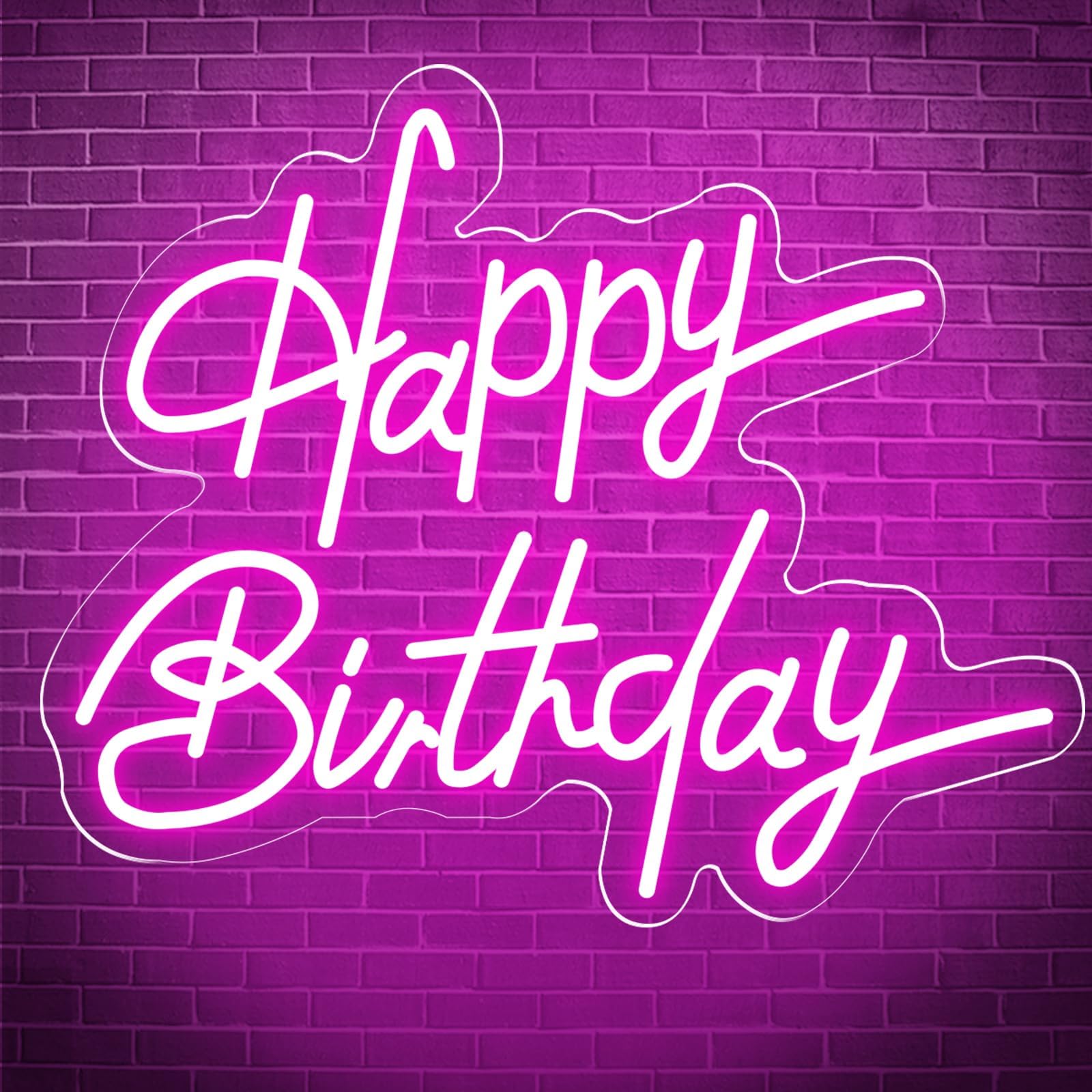 Amazon.com : Neonawall Happy Birthday Neon Sign, Neon Happy Birthday ...