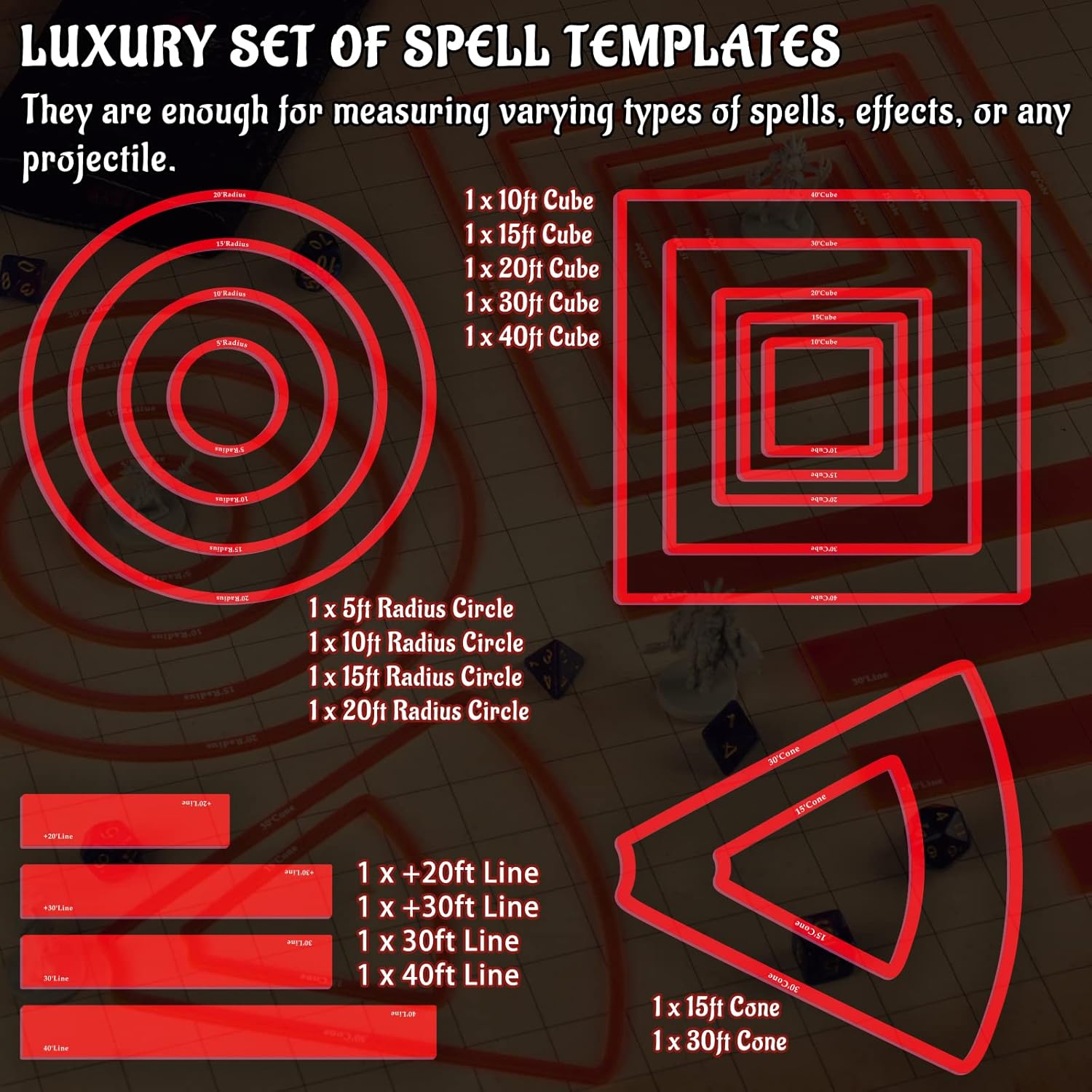 Set of 15 Area of Effect Spell Templates for RPG Nepal | Ubuy