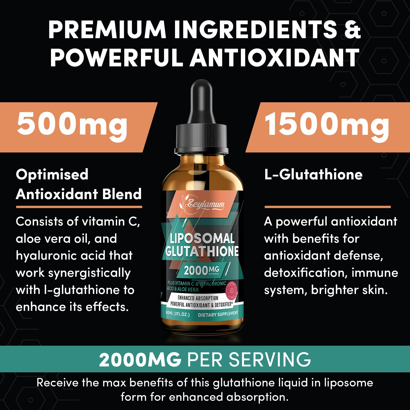 Snapklik.com : 2000MG Liposomal Glutathione Liquid Drops, Enhanced ...