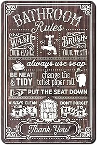 Amazon.com: GCCV Funny Vintage Tin Sign Bathroom Rules Vintage Metal ...