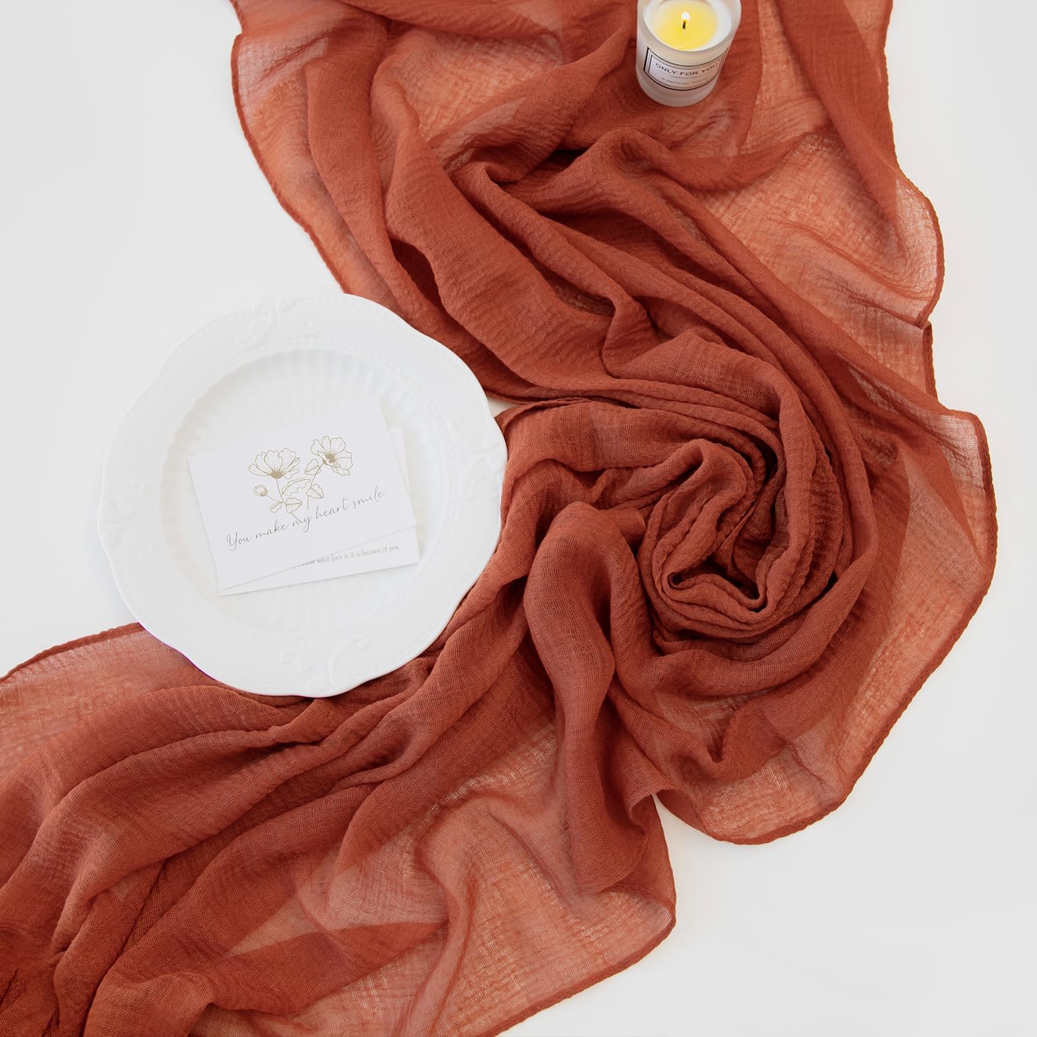 Amazon.com: 2 Pack Terracotta Cheesecloth Table Runners 10Ft Boho Gauze ...