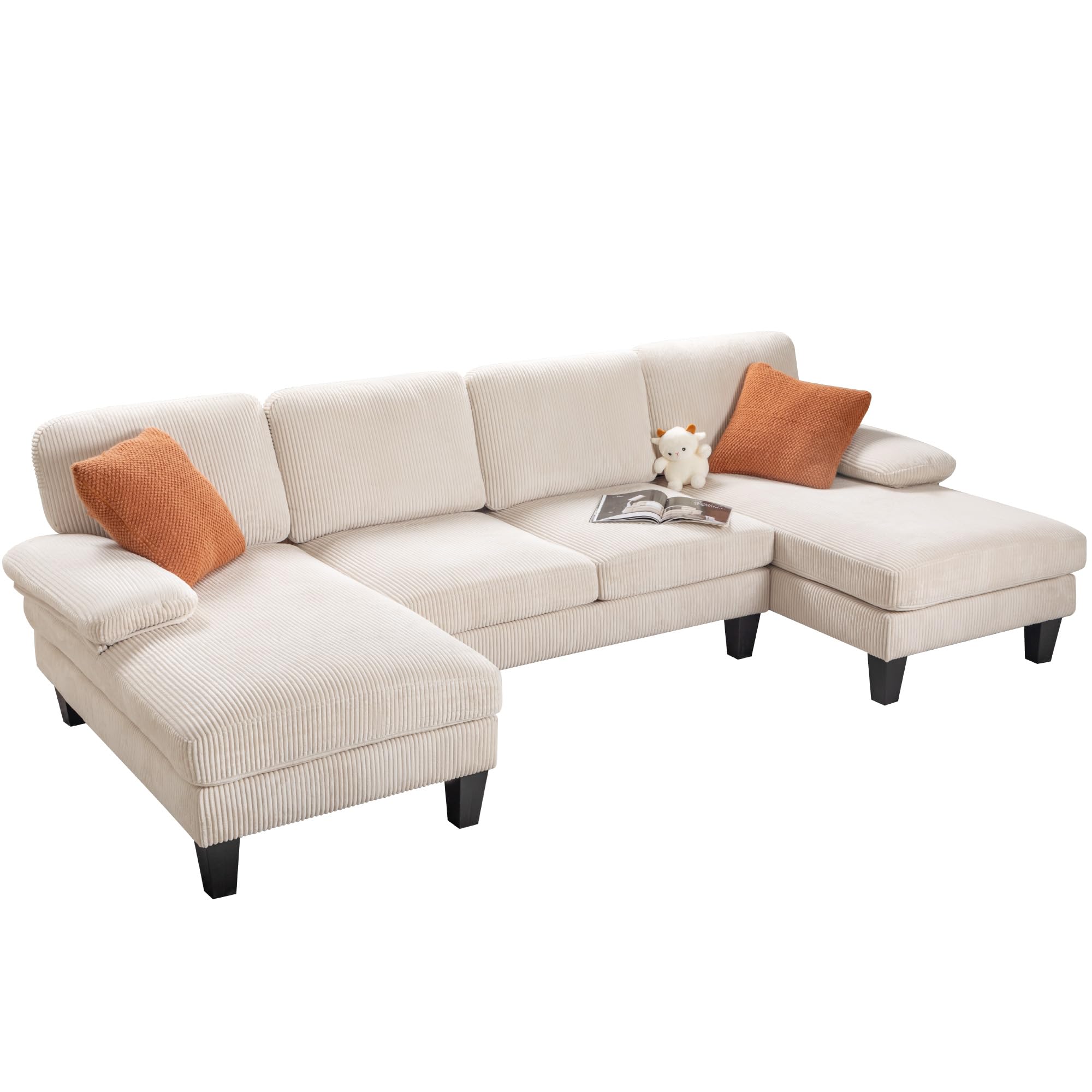 Amazon.com: YESHOMY Convertible Sectional Couch, Corduroy U-Shaped Sofa ...