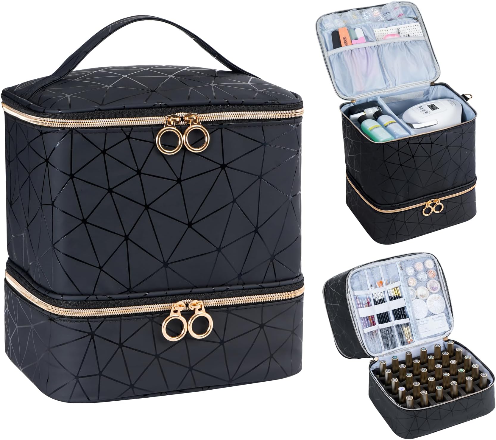 Amazon.com: Uross Nail Polish Organizer Bag Holds 30 Bottles Nail ...