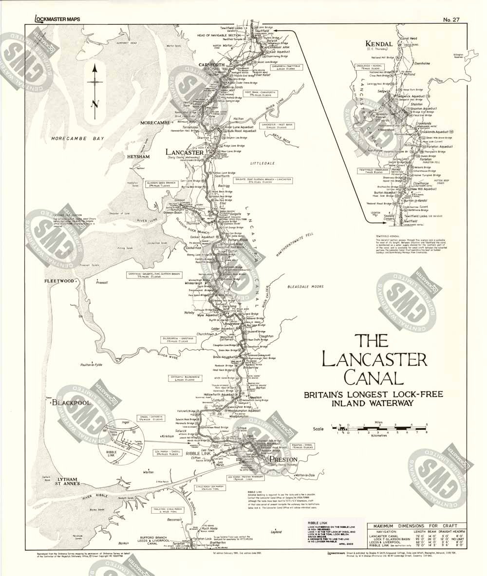 Lockmaster No27 The Lancaster Canal Waterways Flat Map: Amazon.co.uk ...