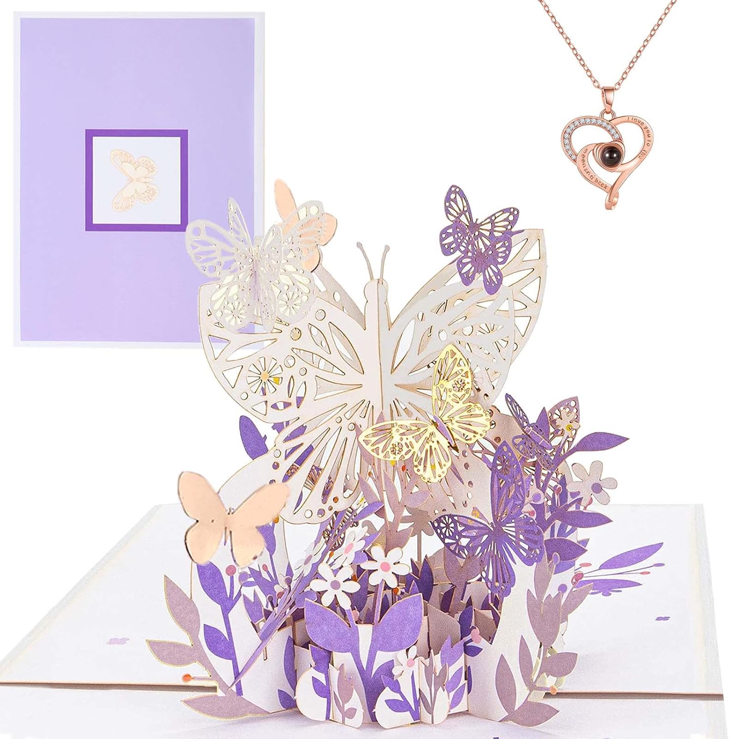 Amazon.com : DTESL Flying Butterflies Pop Up Surprise Card (Purple Gold ...