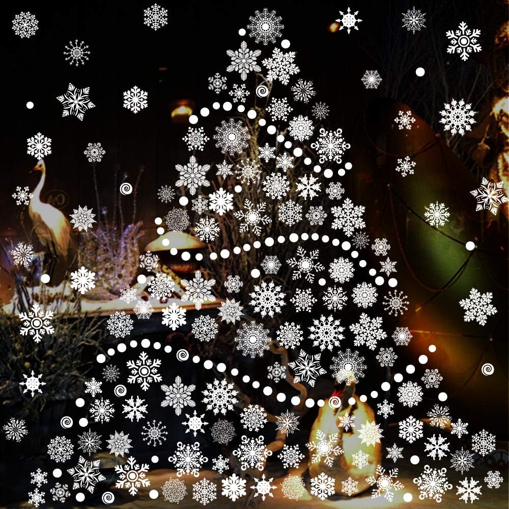 Amazon.com: 232 Piece Christmas Snowflake Window Decal Stickers - Xmas ...