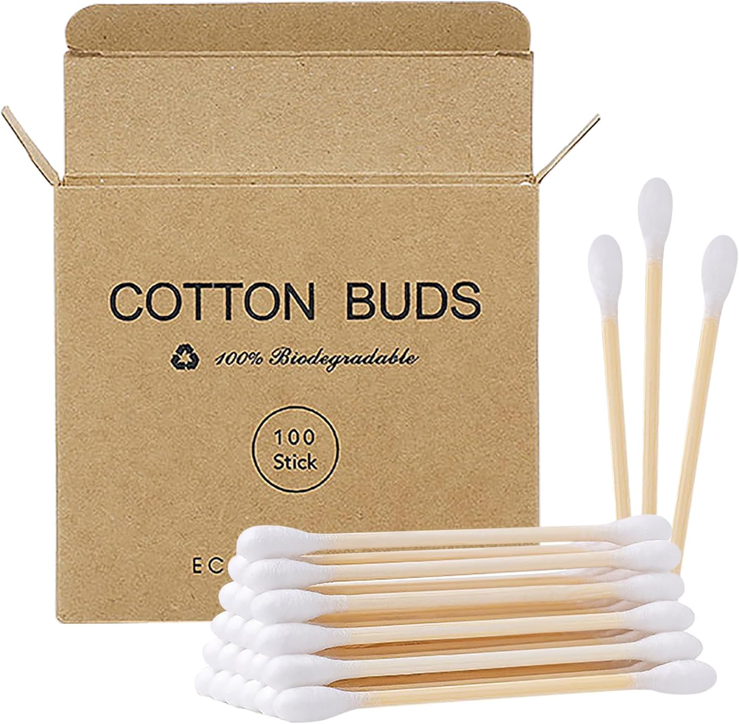 200 Pcs Bamboo Cotton Buds Eco-Friendly Cotton Ear Buds Swabs with ...